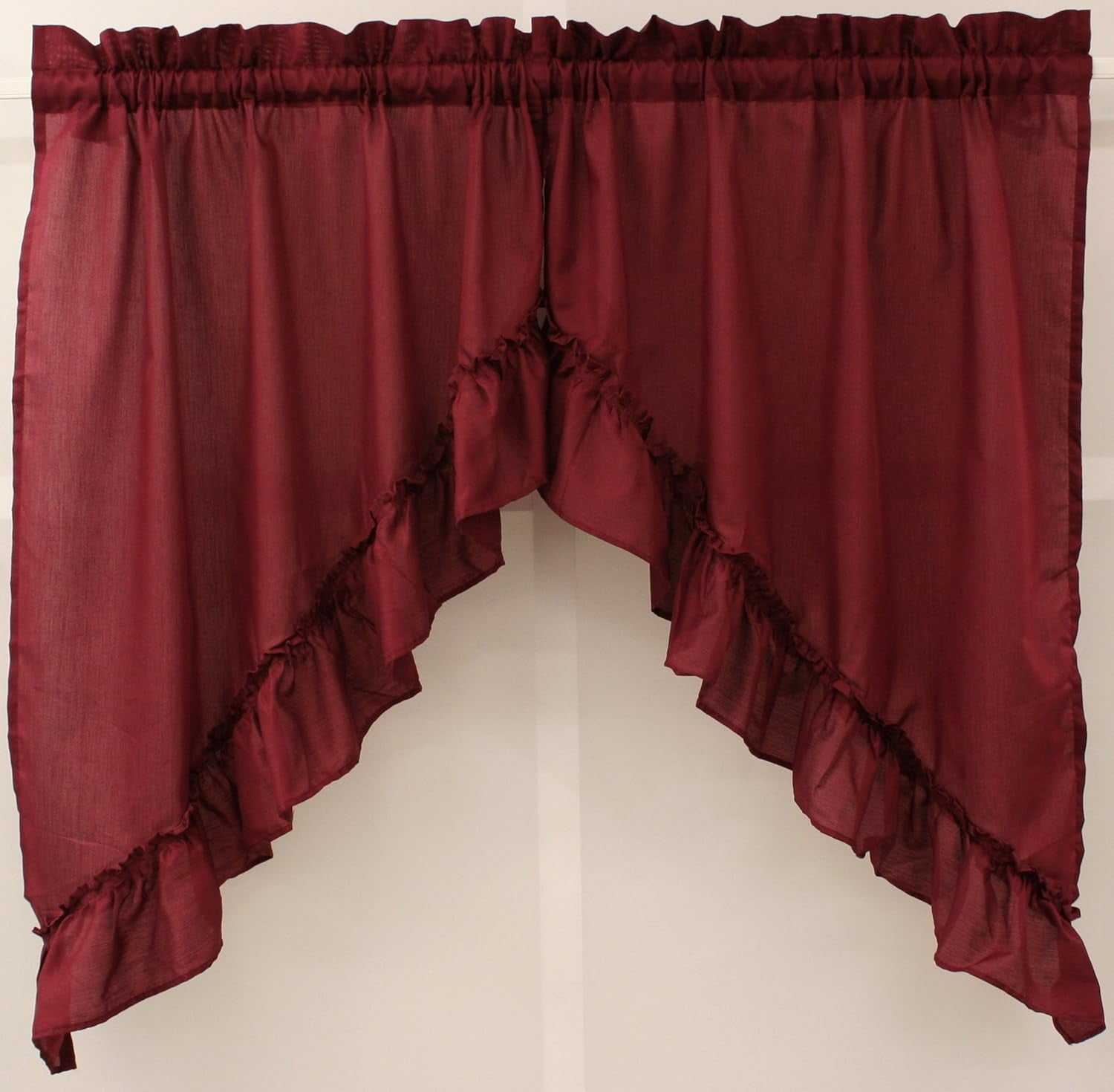 Solid 60Wx38L Ruffled Swag Pair Merlot - Walmart.com
