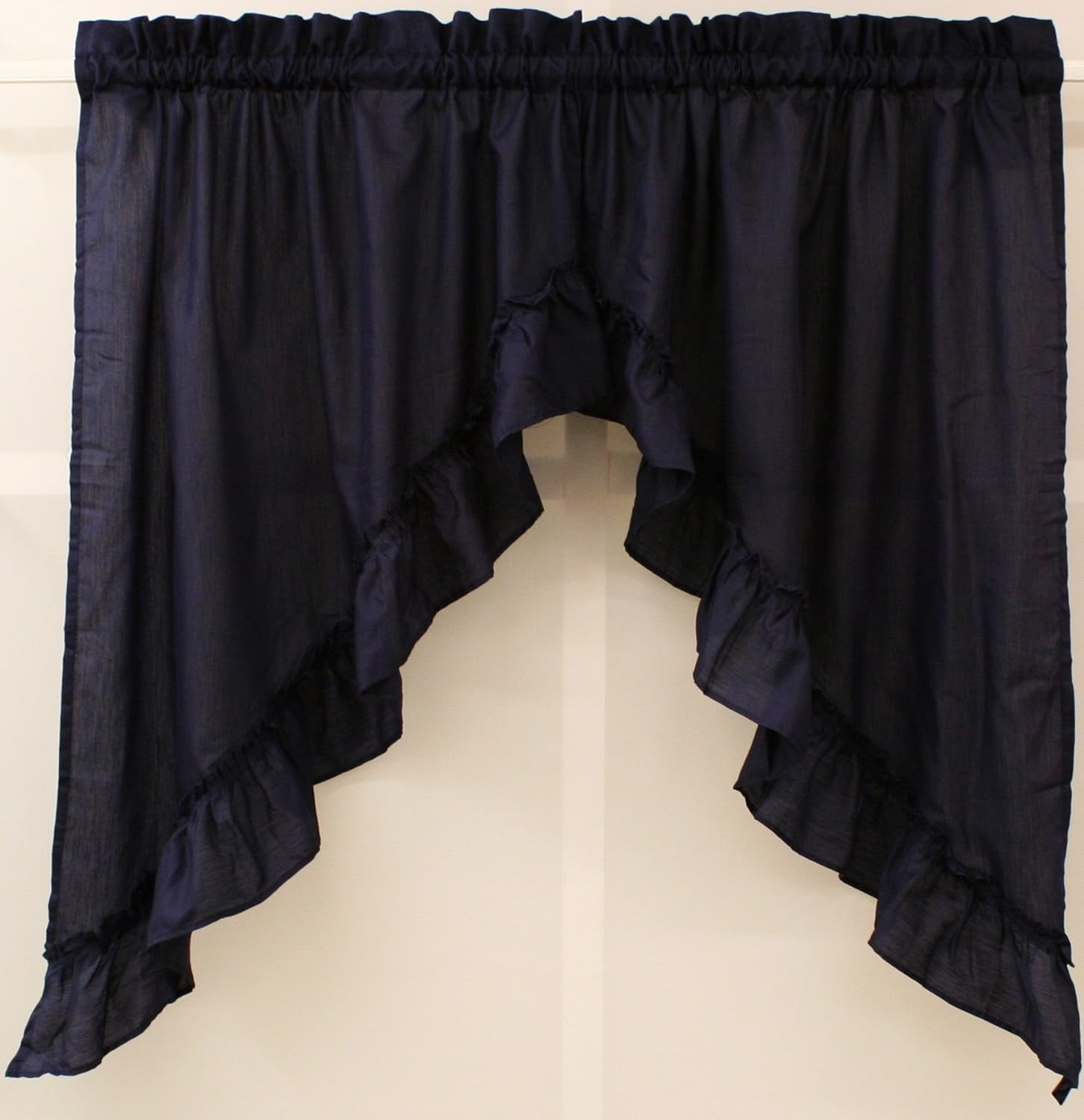 Solid 60Wx38L Ruffled Swag Pair Navy - Walmart.com