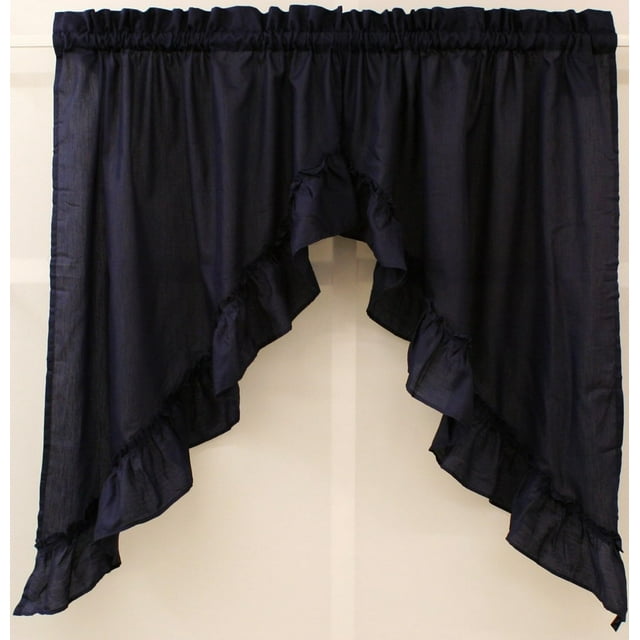 Solid 60Wx38L Ruffled Swag Pair Navy - Walmart.com