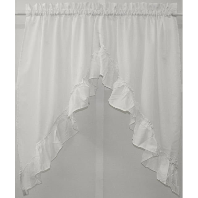 Solid 60Wx38L Ruffled Swag Pair White - Walmart.com