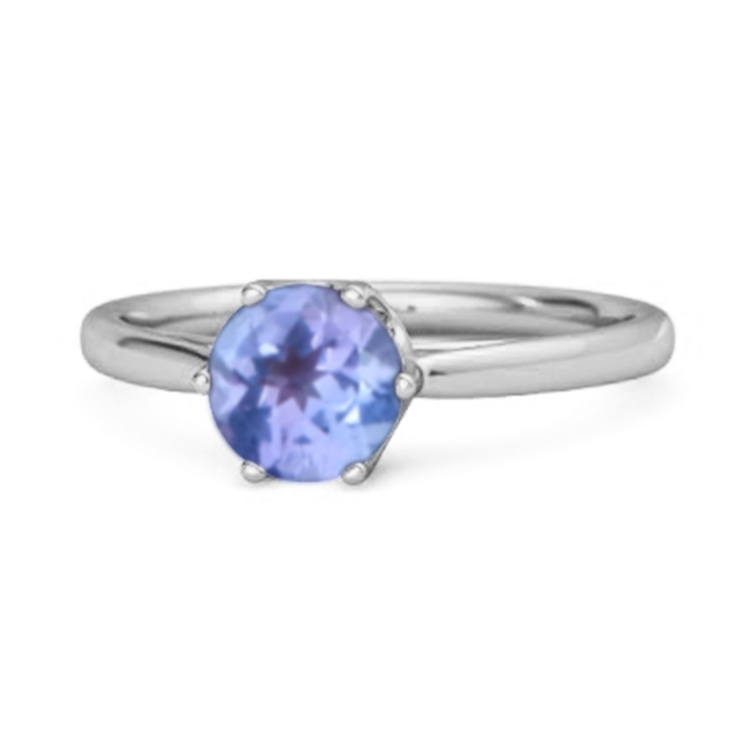 Solid 925 Sterling Silver 0.25 Ctw Tanzanite 6-Prong Set Solitaire ...