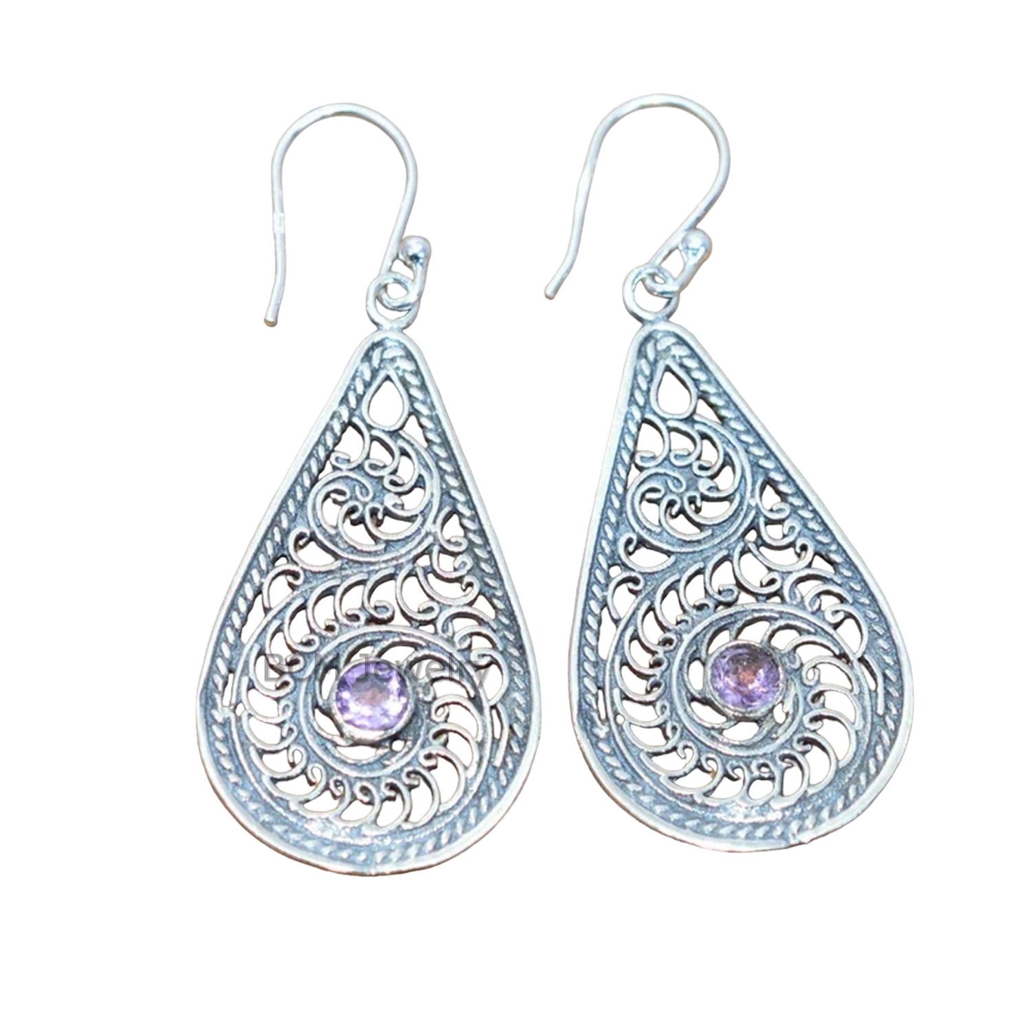 Solid 925 Sterling Silver Earrings For Womens, February Birthstone ...