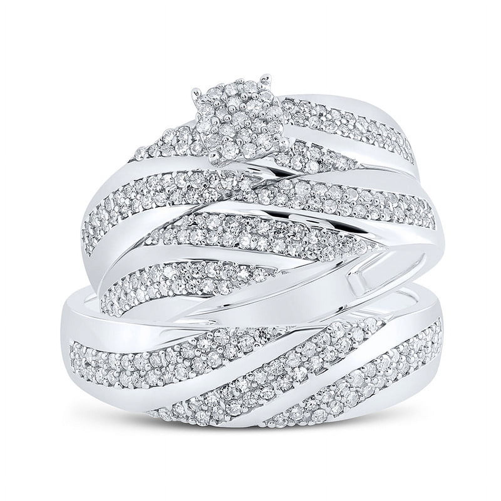 Solid 925 Sterling Silver His and Hers Trio Three Rings Set Real ...