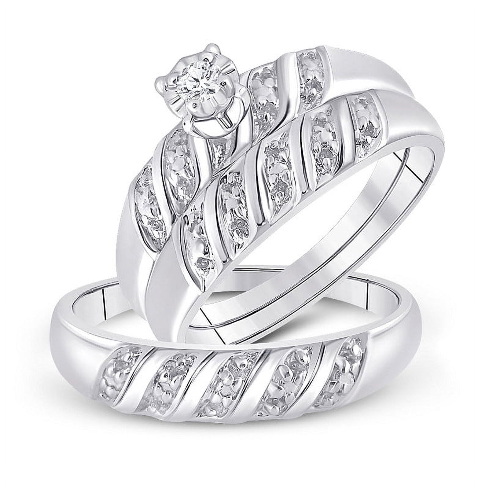 Solid 925 Sterling Silver His and Hers Trio Three Rings Set Real ...