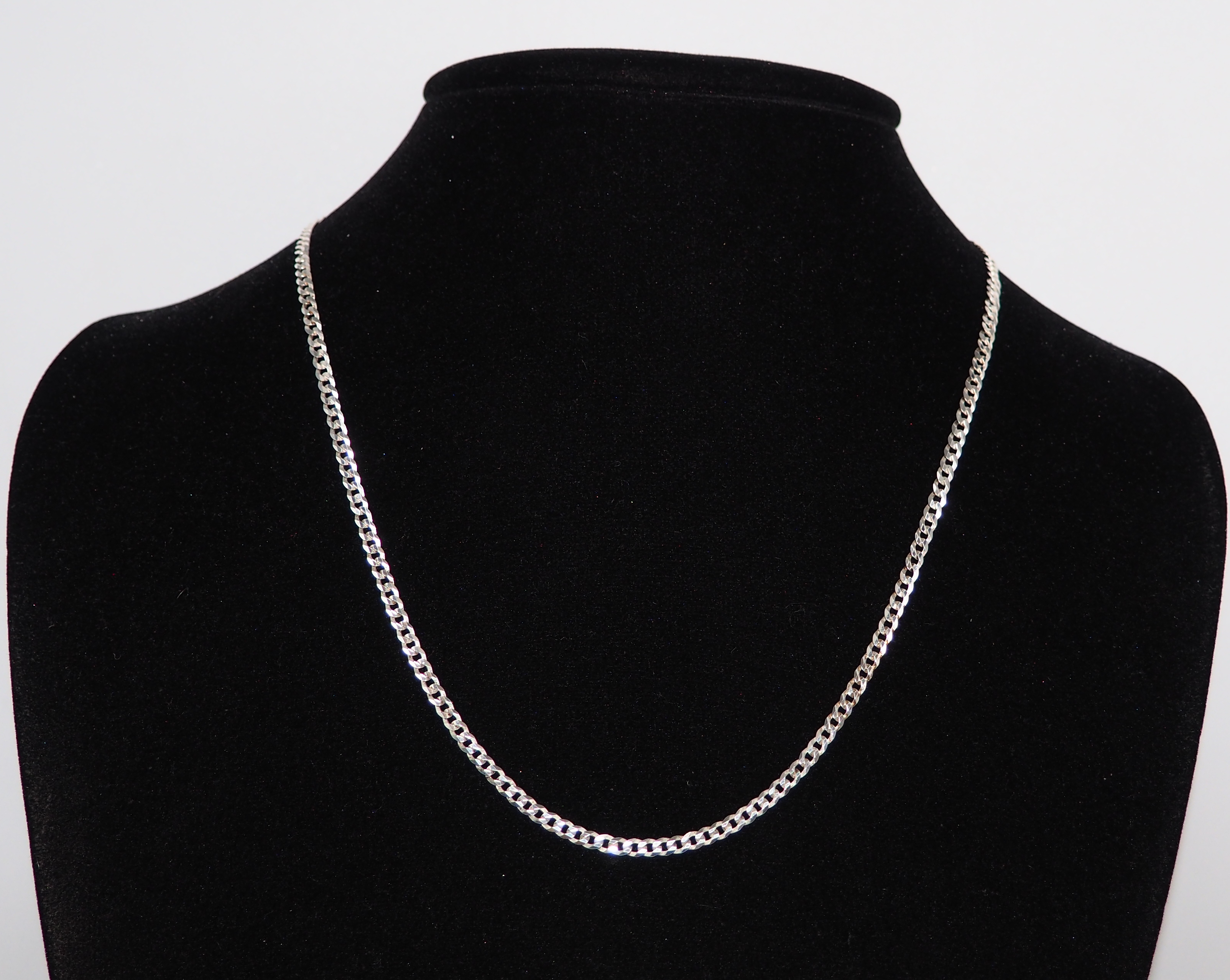 Solid 925 Sterling Silver Italian 3mm Flat 20” Curb Chain Necklace for ...