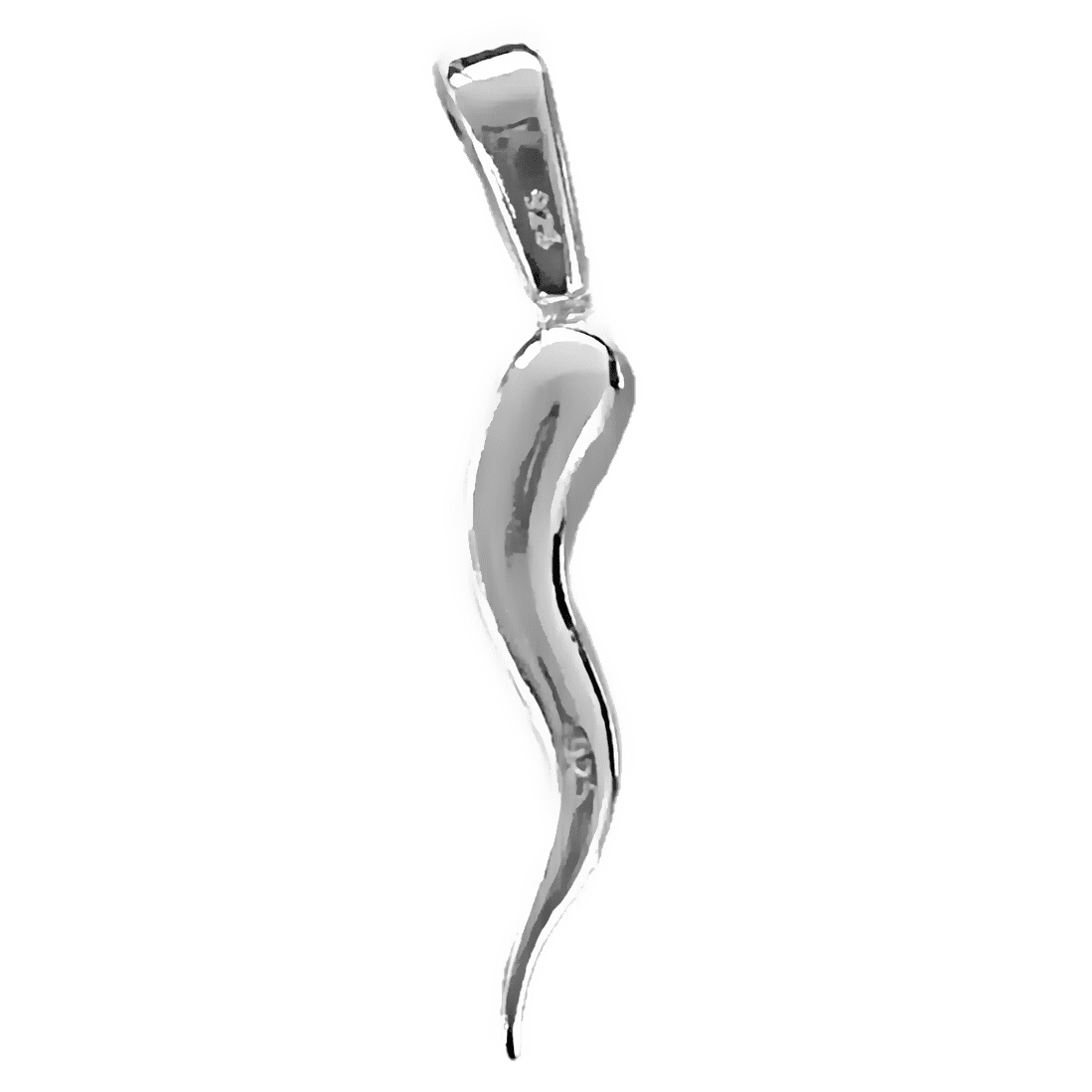 Solid 925 Sterling Silver Italian Horn Cornicello Amulet Plain Pendant ...