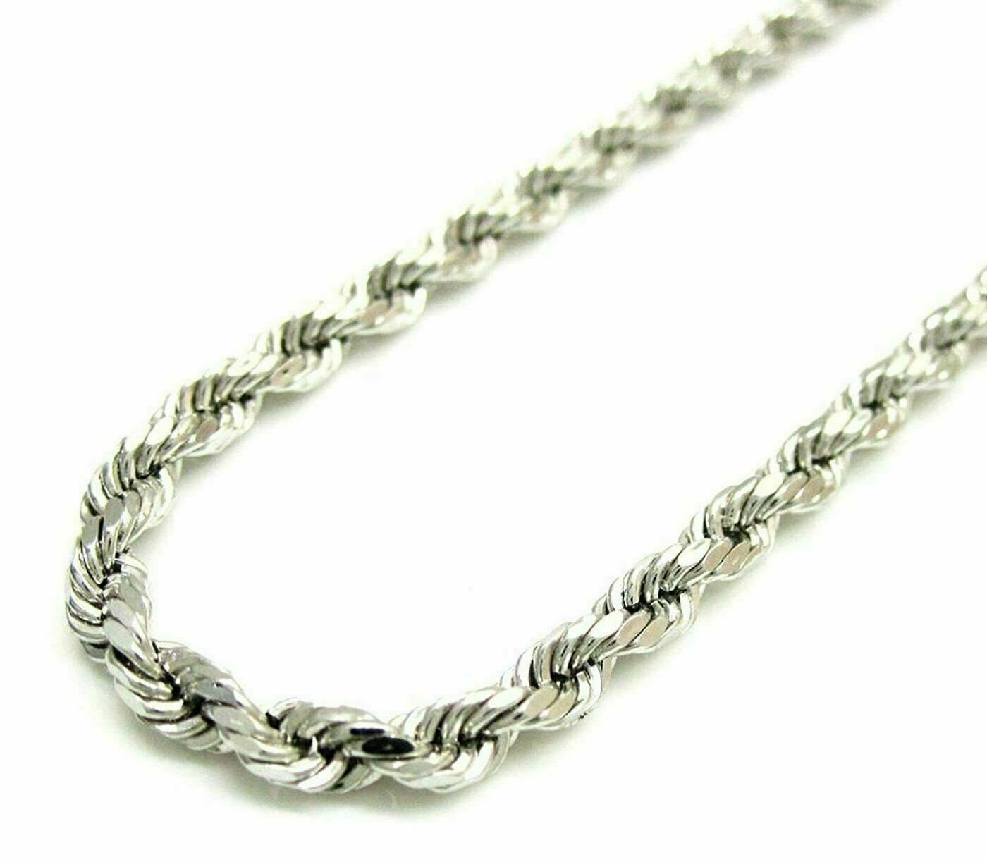 Solid 925 Sterling Silver Italian Rope Chain Mens Necklace 3.5mm ...