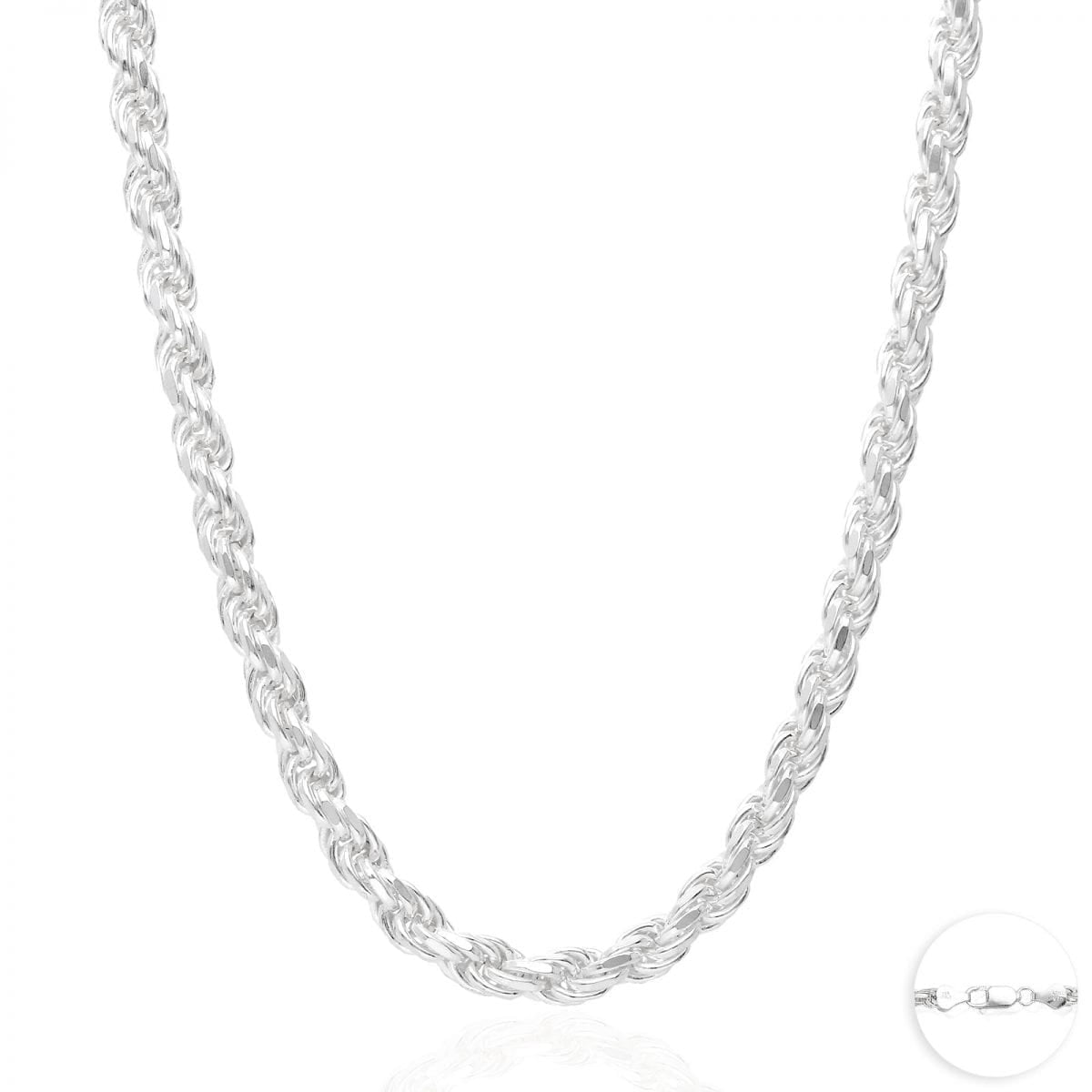 Solid 925 Sterling Silver Italian Rope Chain Necklace 16"-30" - Walmart.com