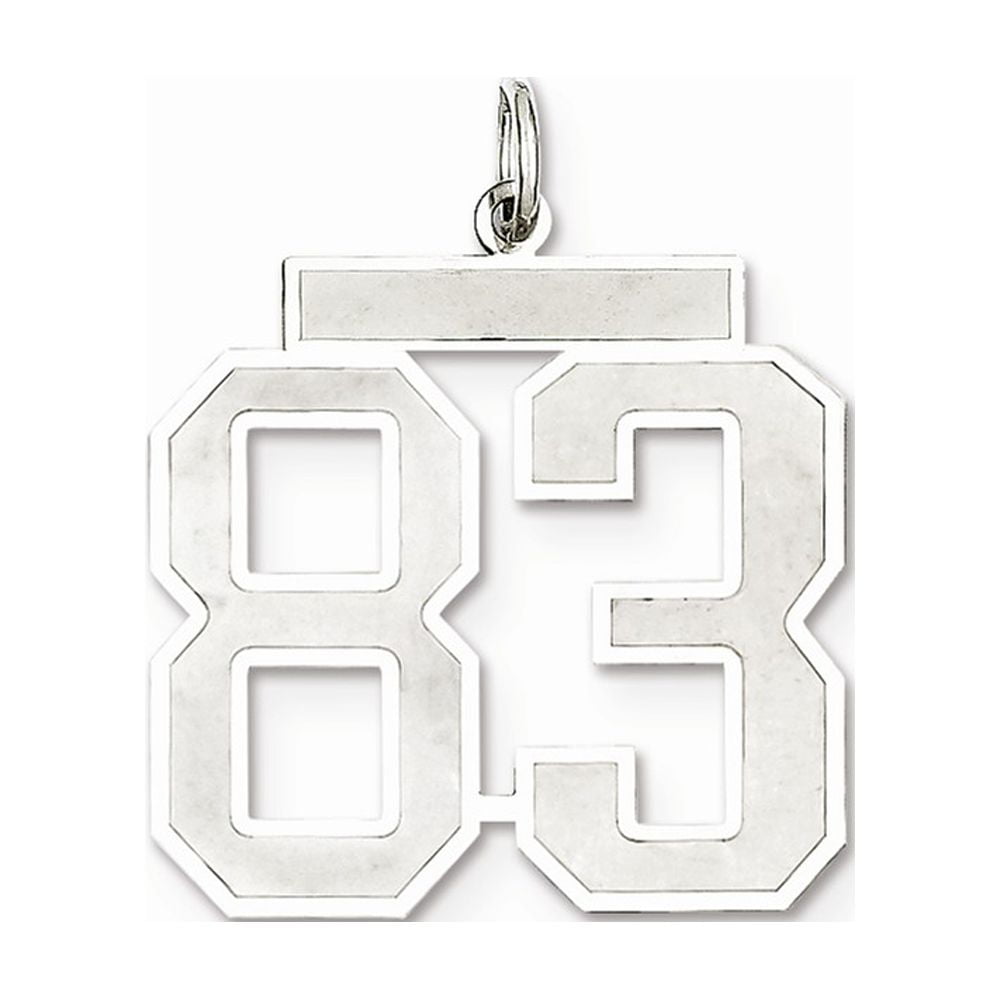 Solid 925 Sterling Silver Large Number 83 Charm Brushed Matte Finish ...