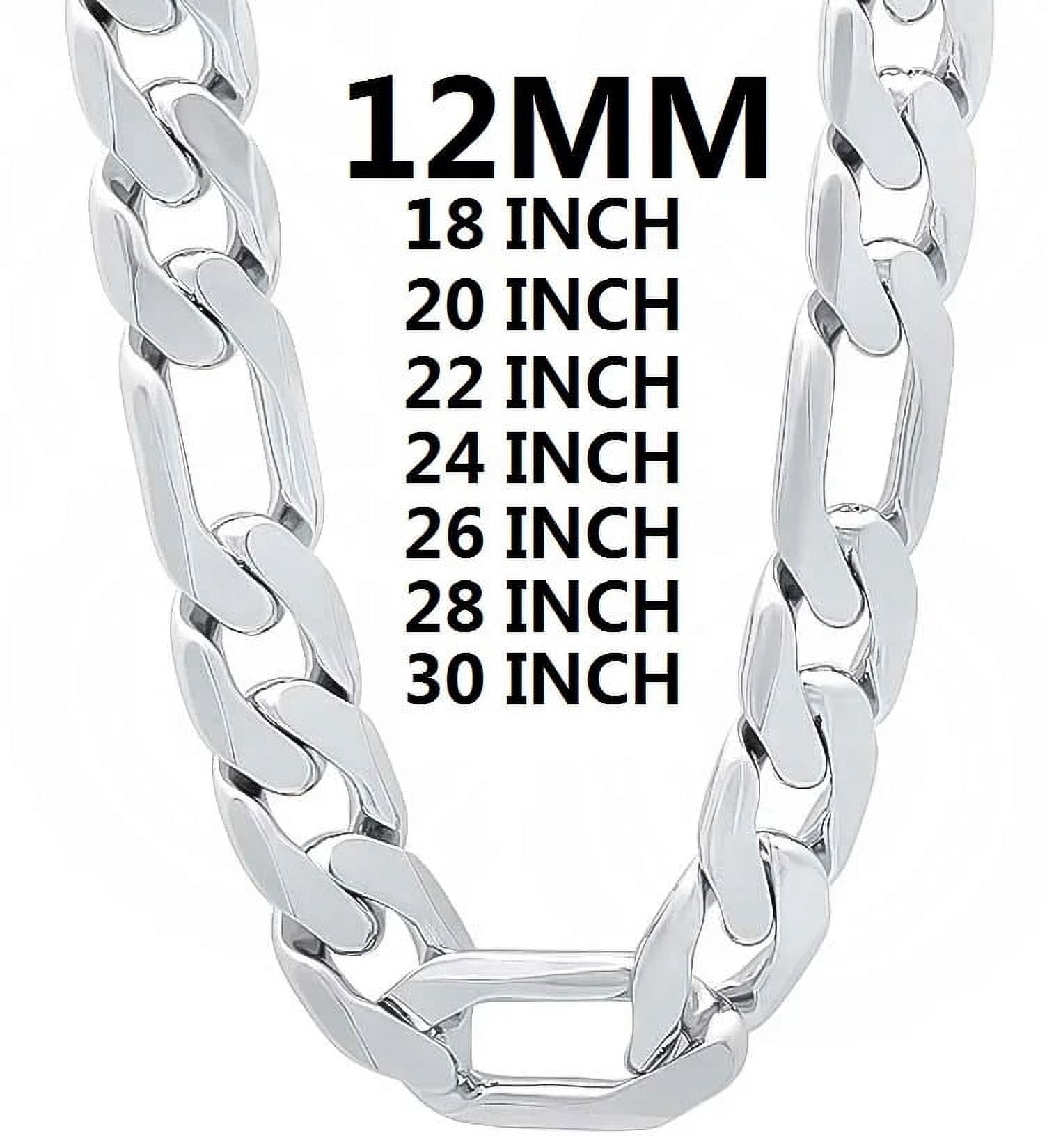 Solid 925 Sterling Silver Necklace For Men Classic 12mm Cuban Chain 18 ...