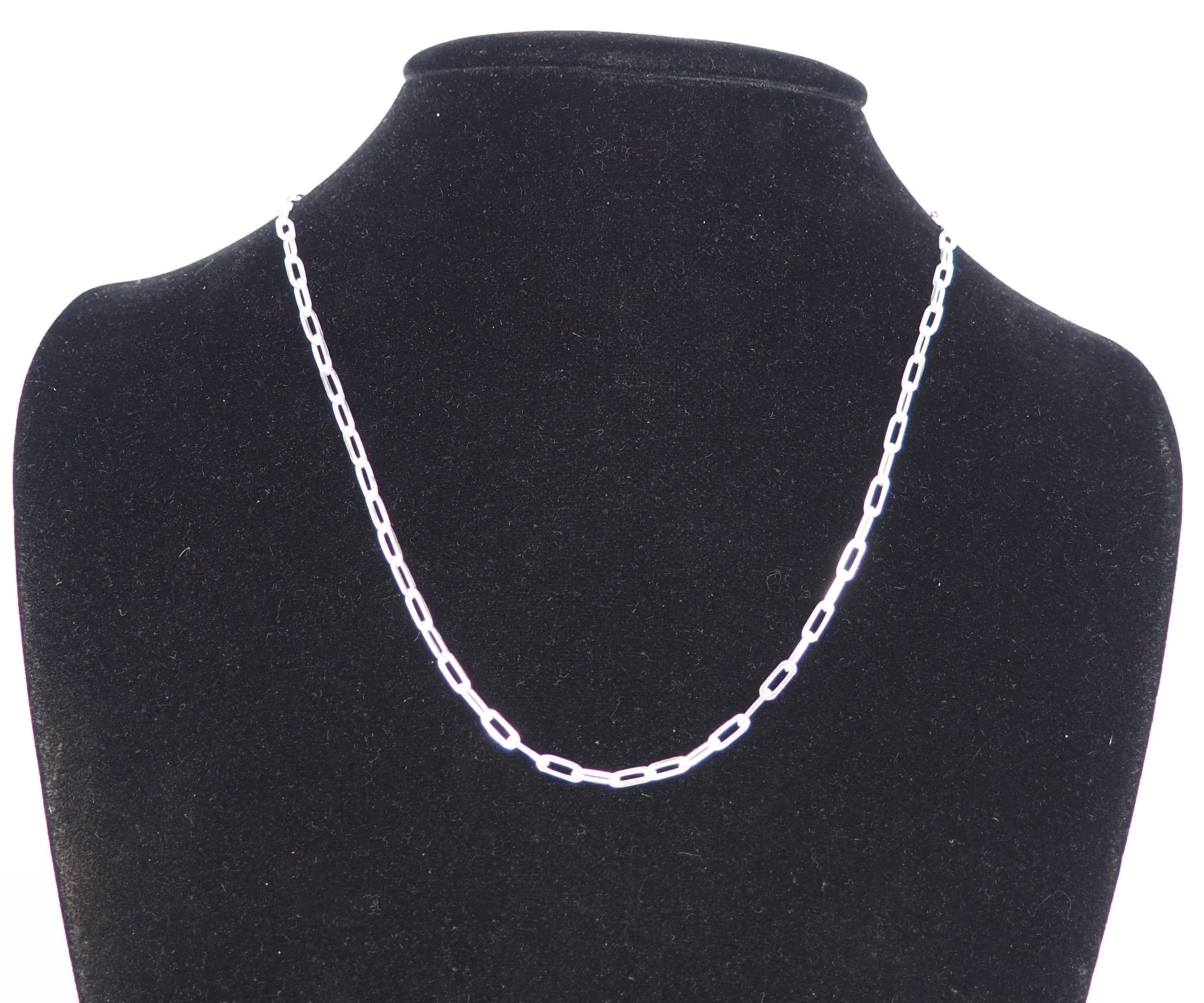 Solid 925 Sterling Silver Paperclip Necklace Paper Clip Chain Italy 3mm ...