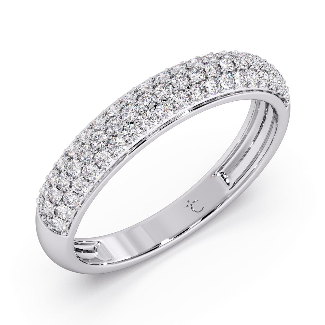 Solid 925 Sterling Silver Triple-Row Moissanite Eternity Band ...