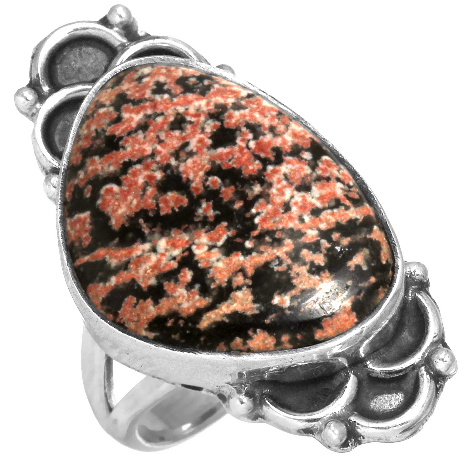 Solid 925 Sterling Silver Unique Ring Fireworks Obsidian - Walmart.com