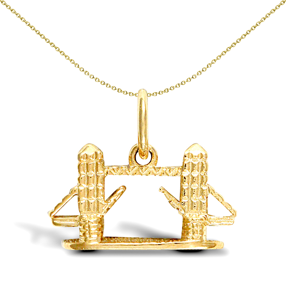 Solid 9ct Gold Jewelco London River Thames Tower Bridge Charm Pendant ...