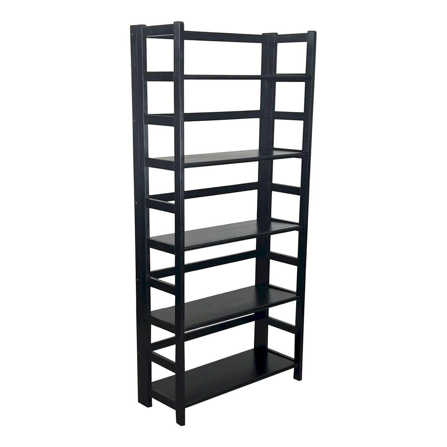 Solid Acacia 5 Tier Folding Bookcase Black - Walmart.com