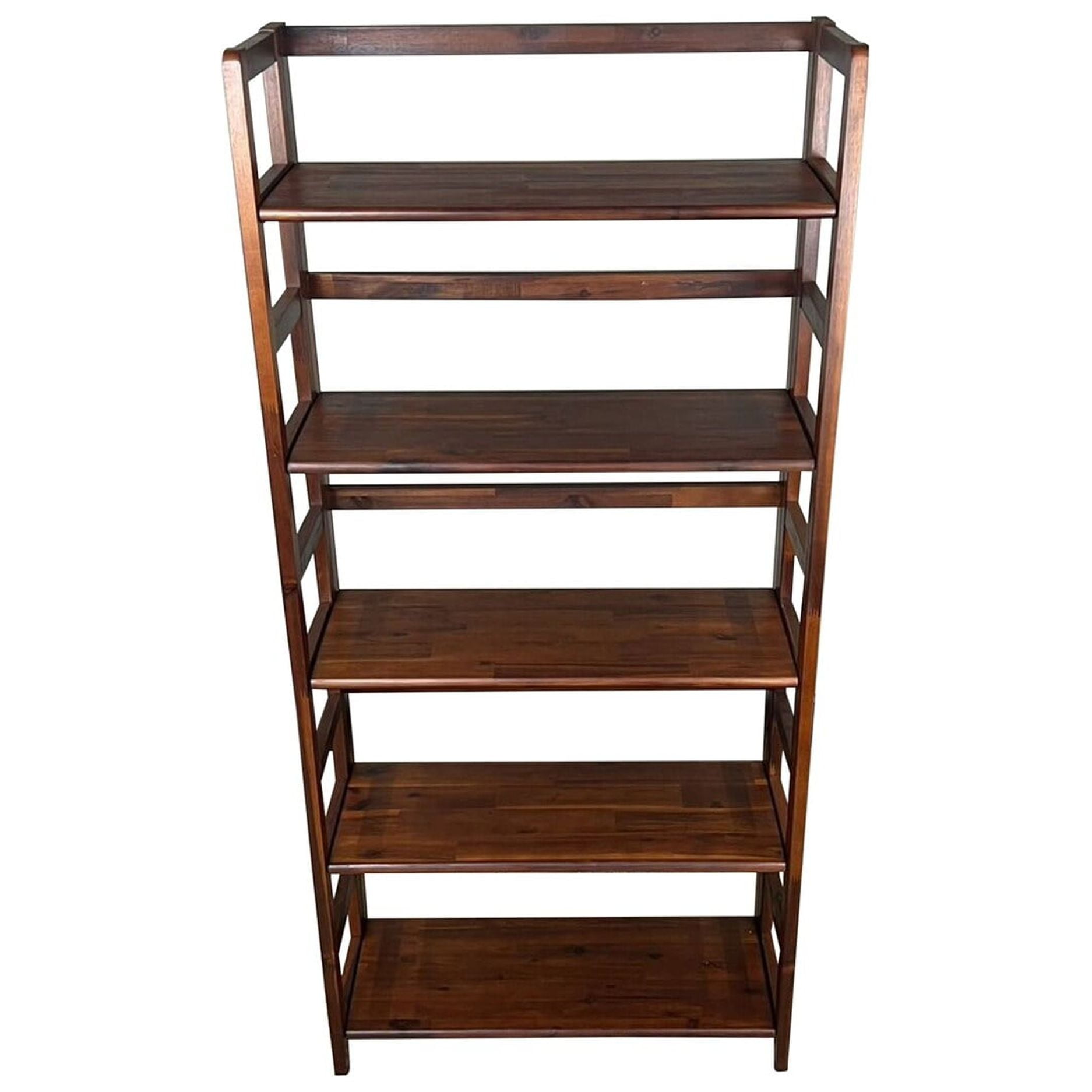 Solid Acacia 5 Tier Folding Bookcase - Walmart.com Solid Acacia 5 Tier Folding Bookcase - Walmart.com