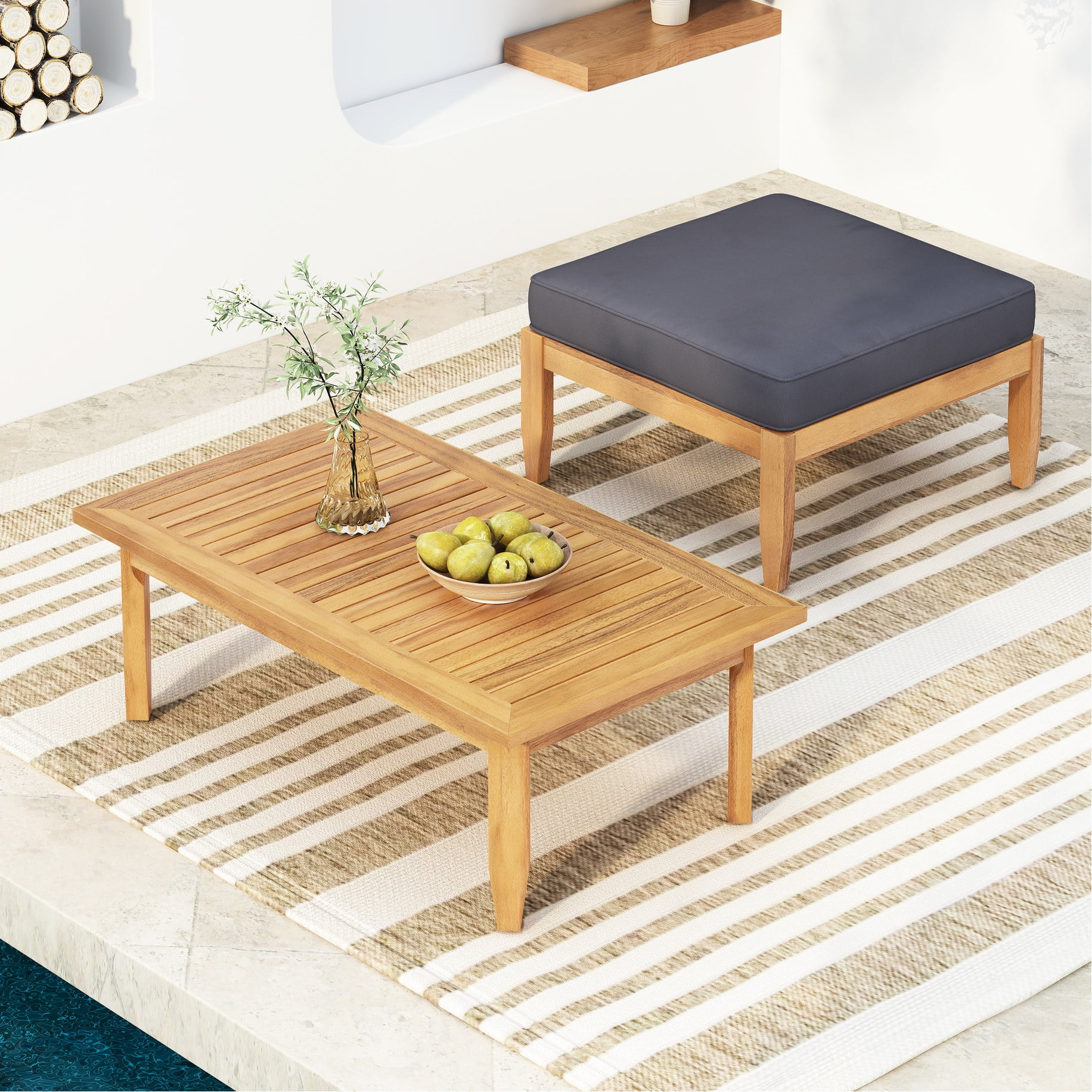 Solid Acacia Frame - Slat Paneling Design - Backyard Relaxing - Classic ...