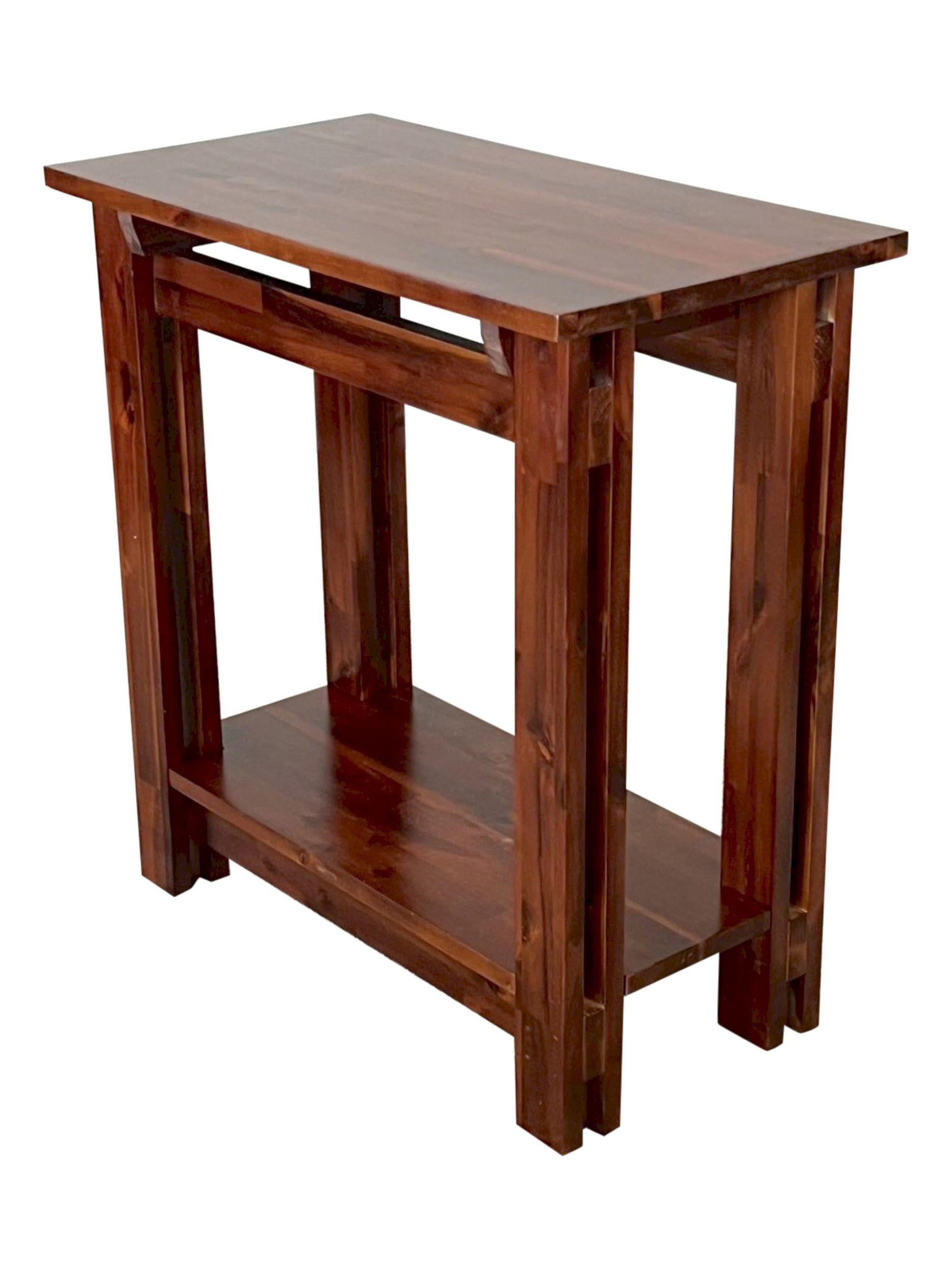 Solid Acacia Wood Architectural Recliner Table, Mahogany - Walmart.com