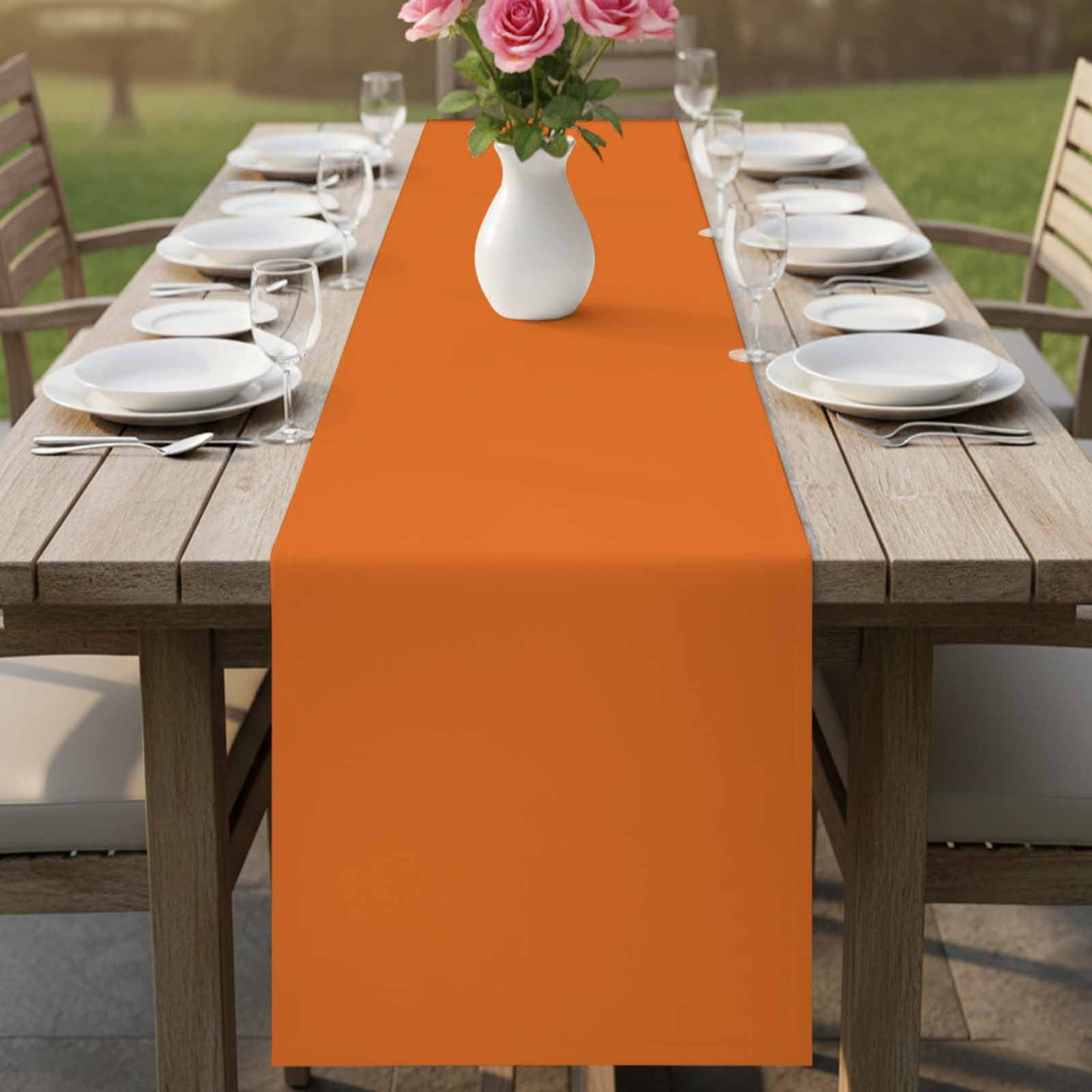 Solid Art Minimalist Pure Orange Table Runner 90 Inches Long,Kitchen ...