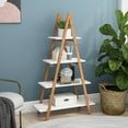 Solid Bamboo Wood A-Shaped Display Shelves, Classic 4-Tier Ladder ...