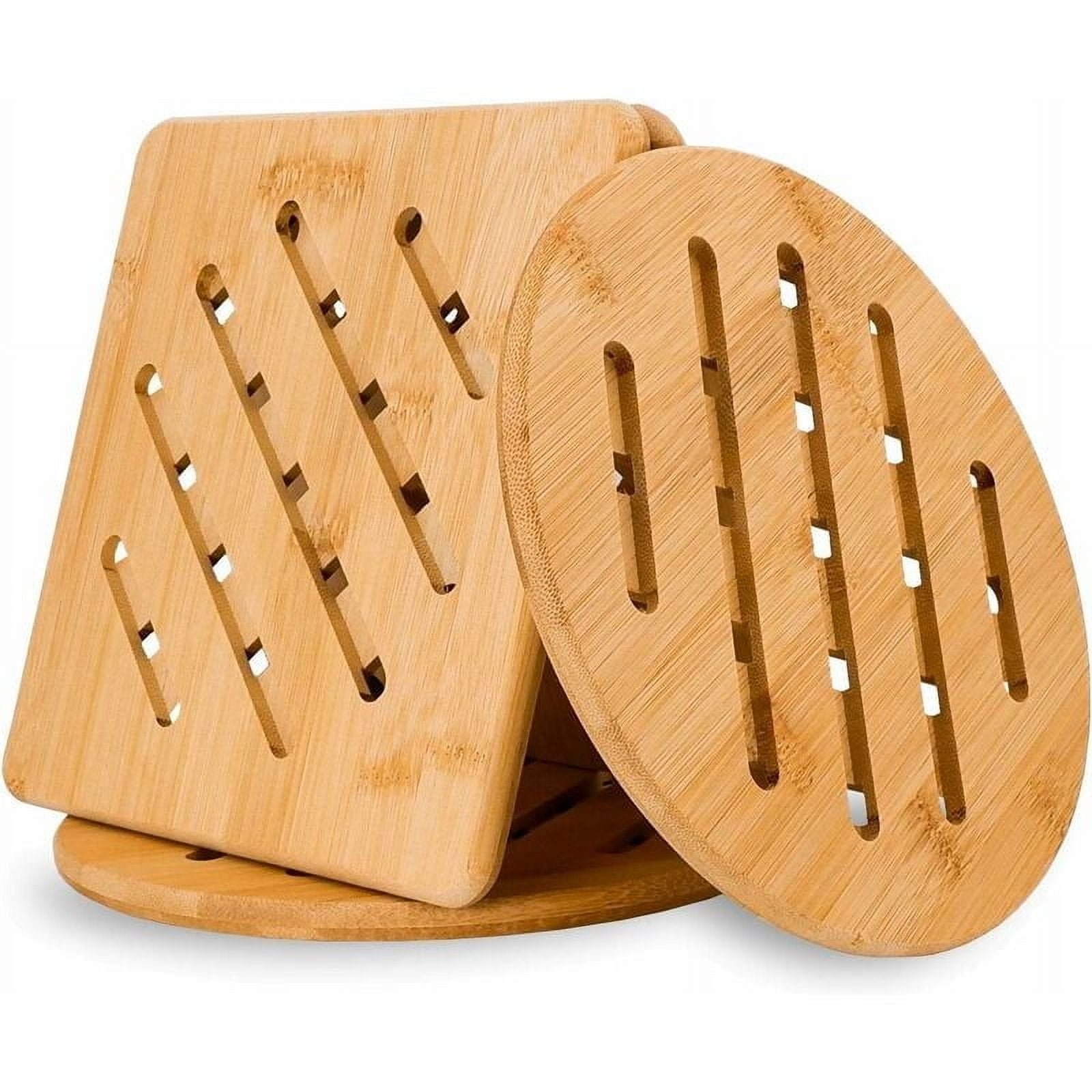 Solid Bamboo Wood Trivets, Multi-Purpose Non-Slip Pads Protects ...