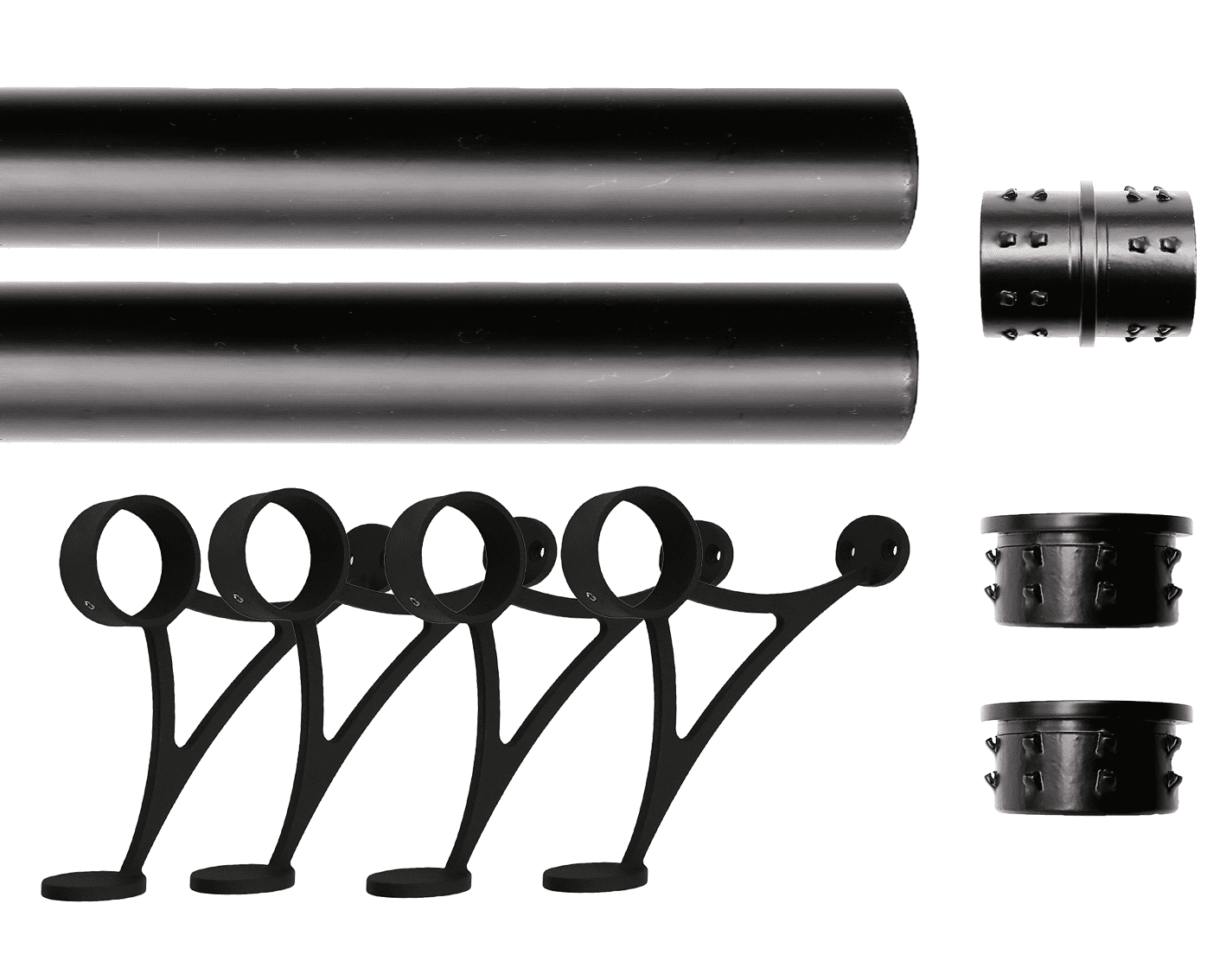 Solid Bar Mount Foot Rail Kit, Matt Black Stainless Steel Tubing w ...