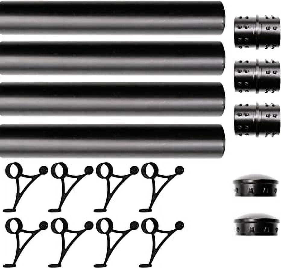 Solid Bar Mount Foot Rail Kit, Matt Black Stainless Steel Tubing w ...
