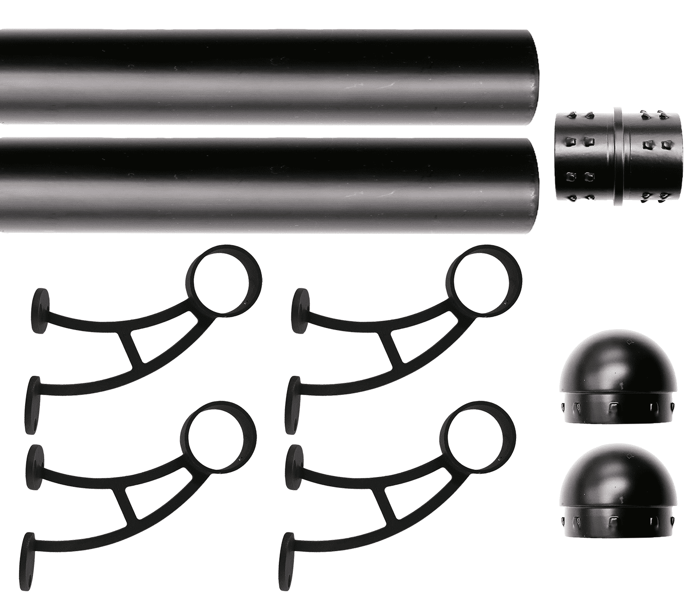 Solid Bar Wall Mount Foot Rail Kit, Matt Black Stainless Steel Tubing w ...