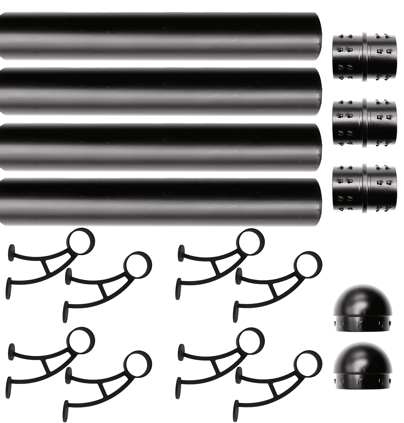 Solid Bar Wall Mount Foot Rail Kit, Matt Black Stainless Steel Tubing w ...