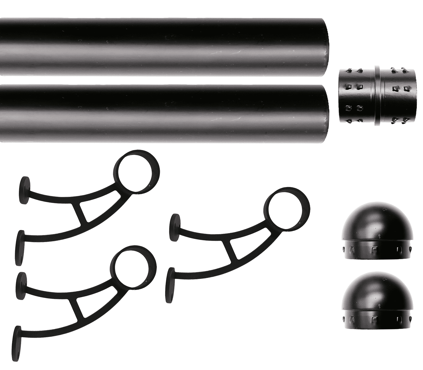 Solid Bar Wall Mount Foot Rail Kit, Matt Black Stainless Steel Tubing w ...