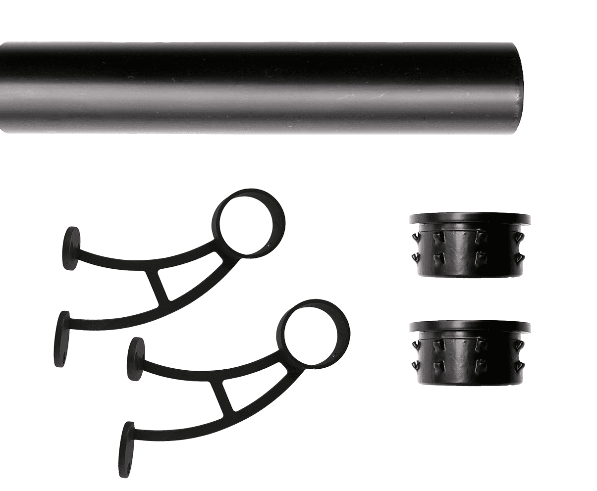 Solid Bar Wall Mount Foot Rail Kit, Matt Black Stainless Steel Tubing w ...