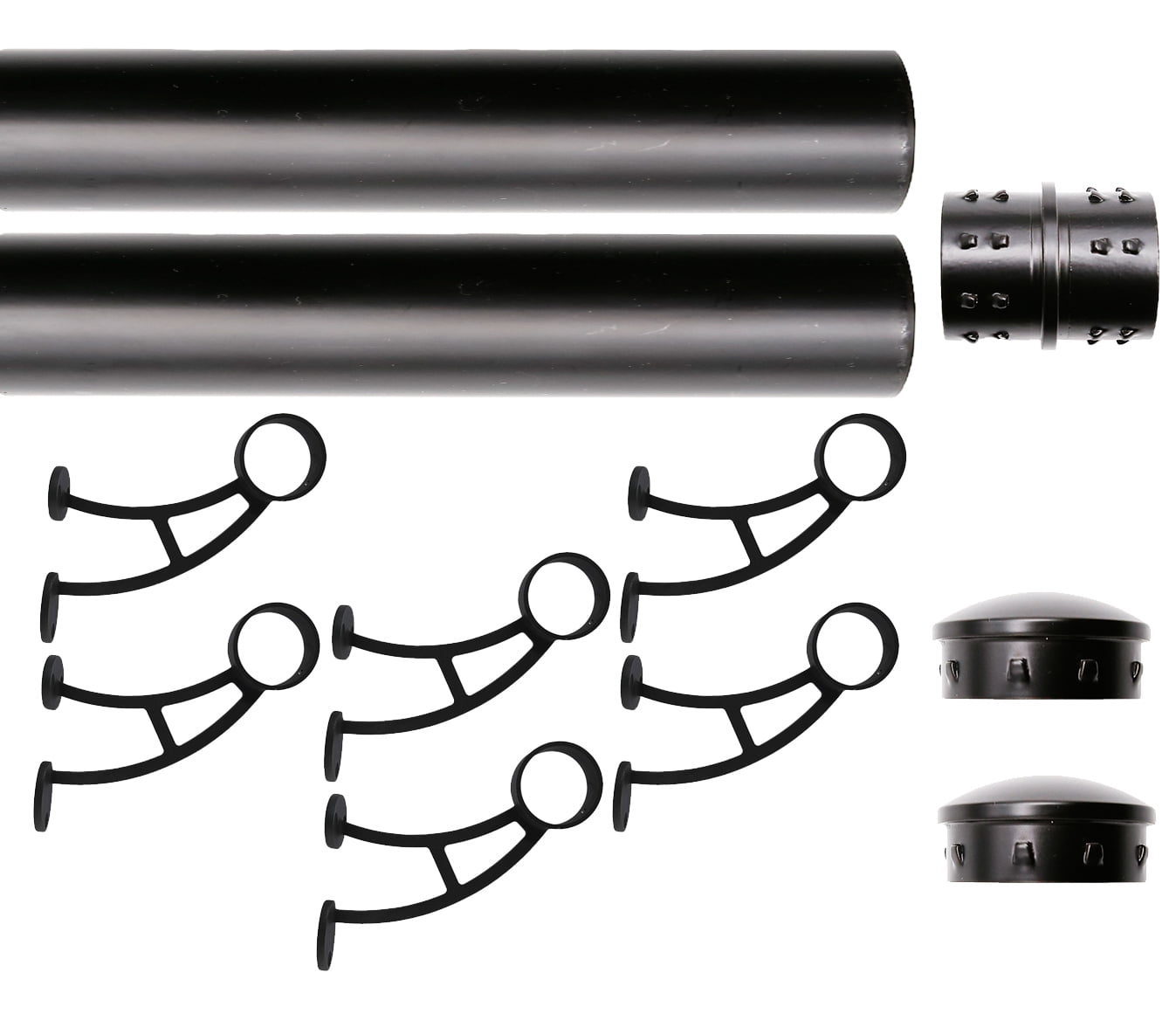 Solid Bar Wall Mount Foot Rail Kit, Matt Black Stainless Steel Tubing w ...