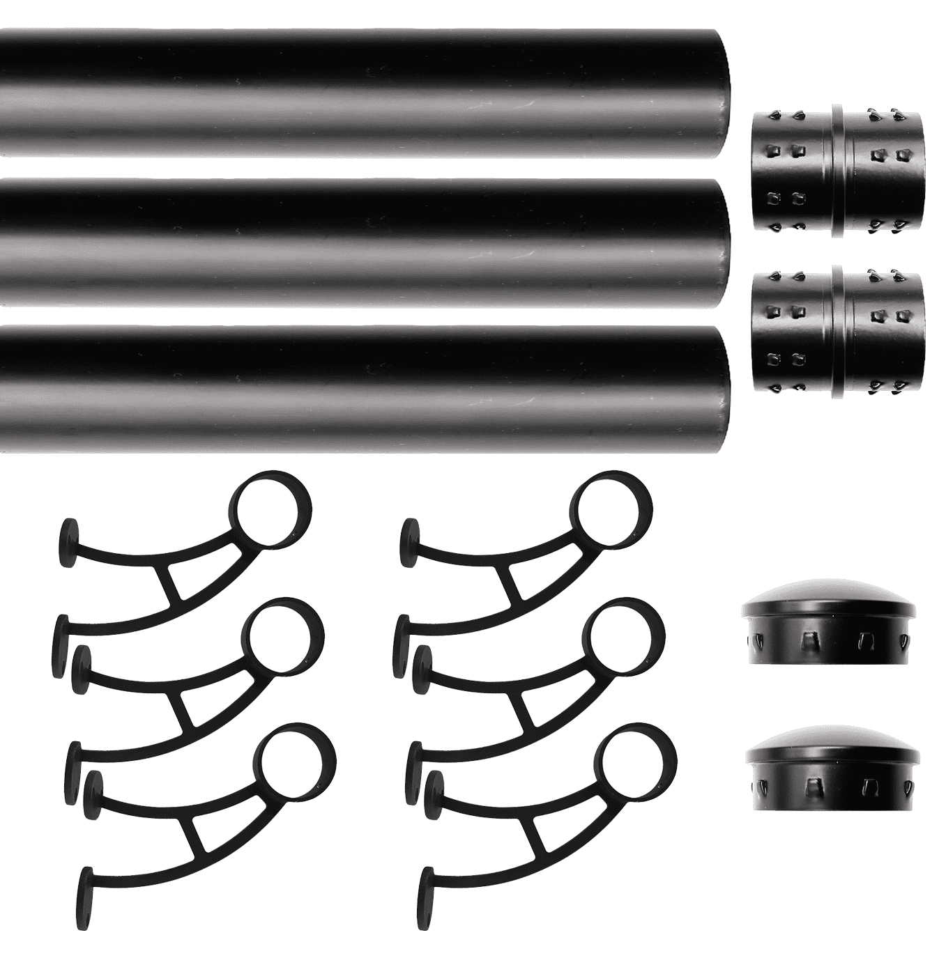 Solid Bar Wall Mount Foot Rail Kit, Matt Black Stainless Steel Tubing w ...