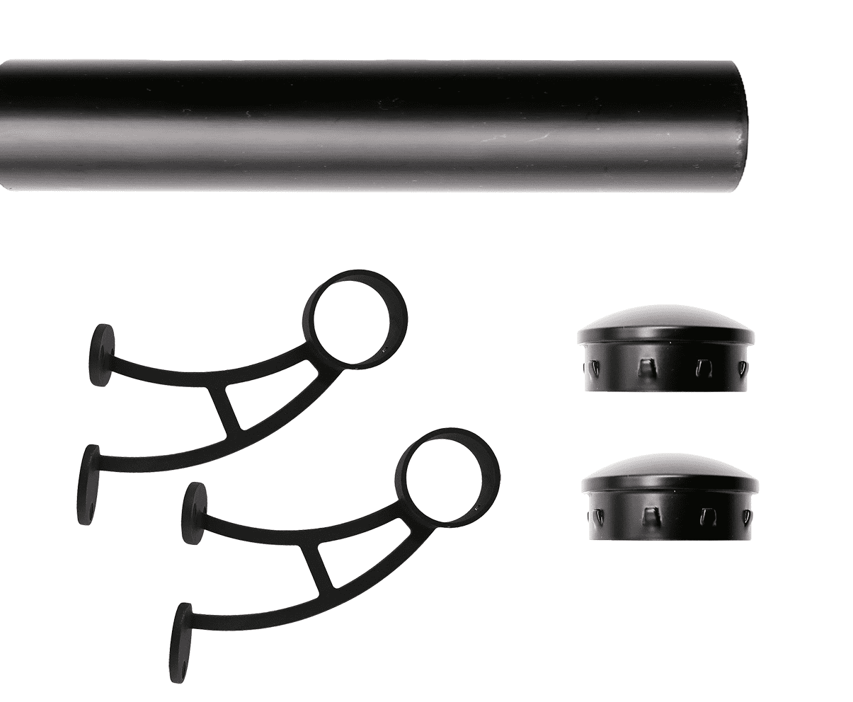 Solid Bar Wall Mount Foot Rail Kit, Matt Black Stainless Steel Tubing w ...