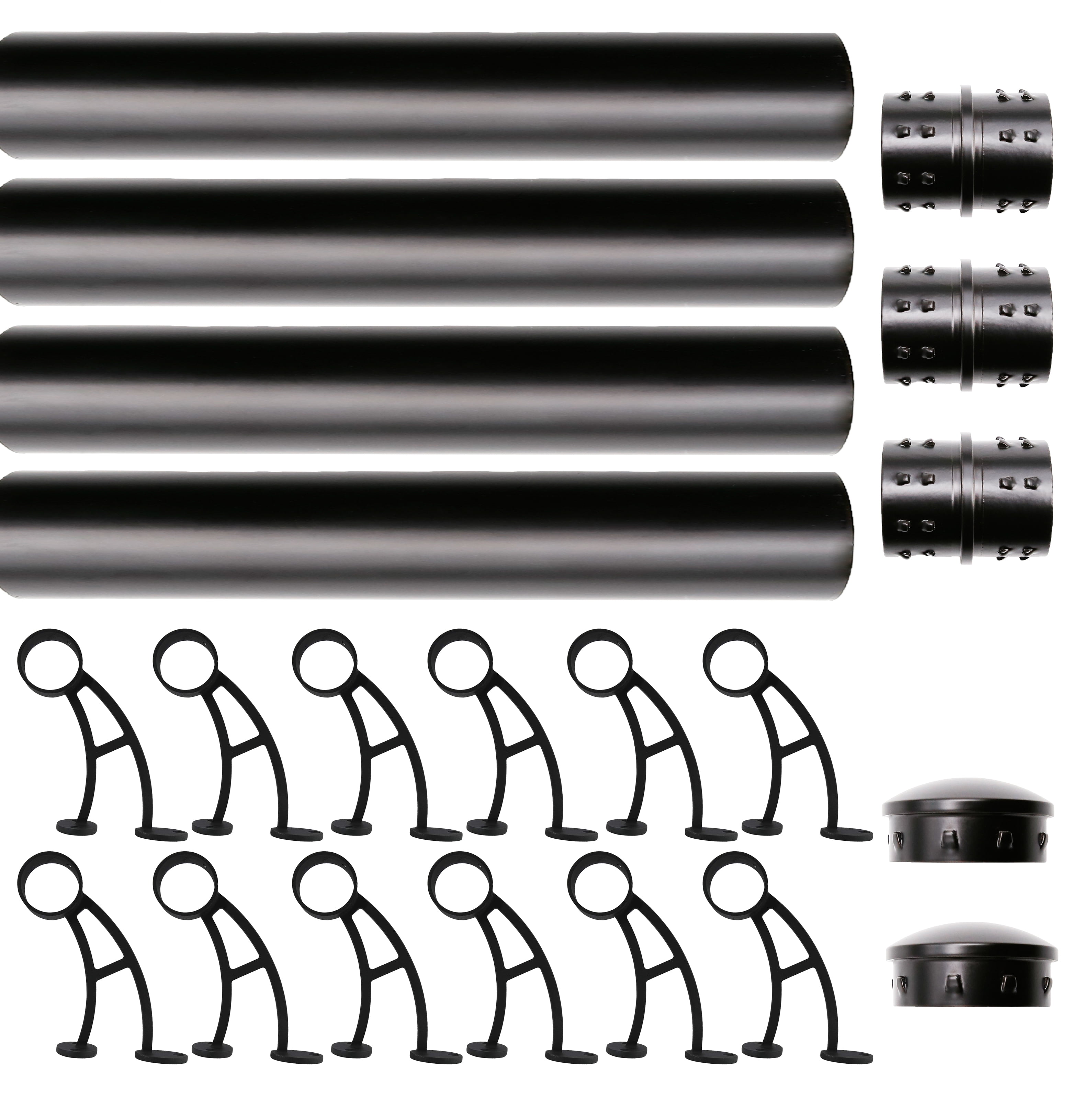Solid Bar Wall Mount Foot Rail Kit, Matt Black Stainless Steel Tubing w ...