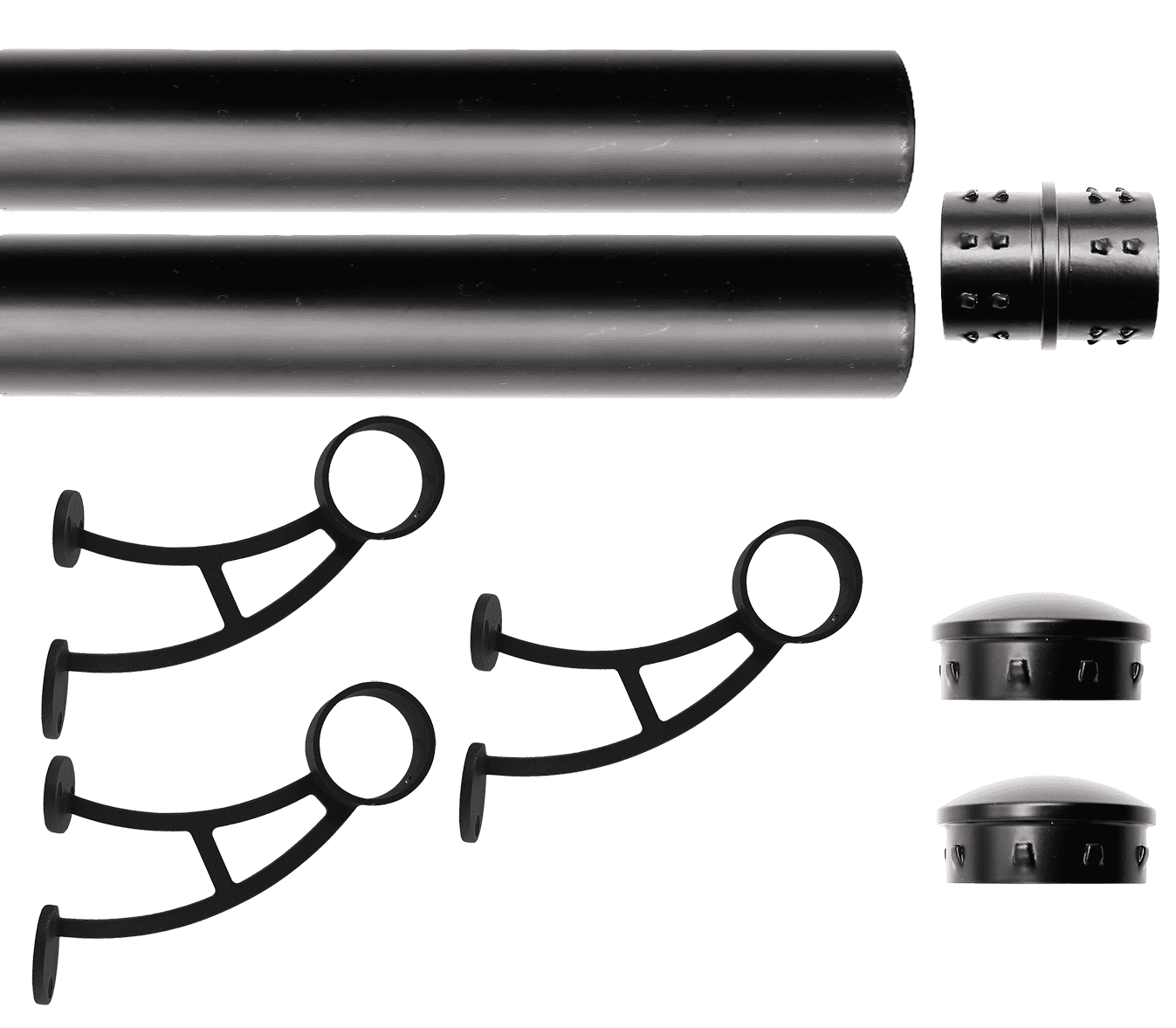 Solid Bar Wall Mount Foot Rail Kit, Matt Black Stainless Steel Tubing w ...