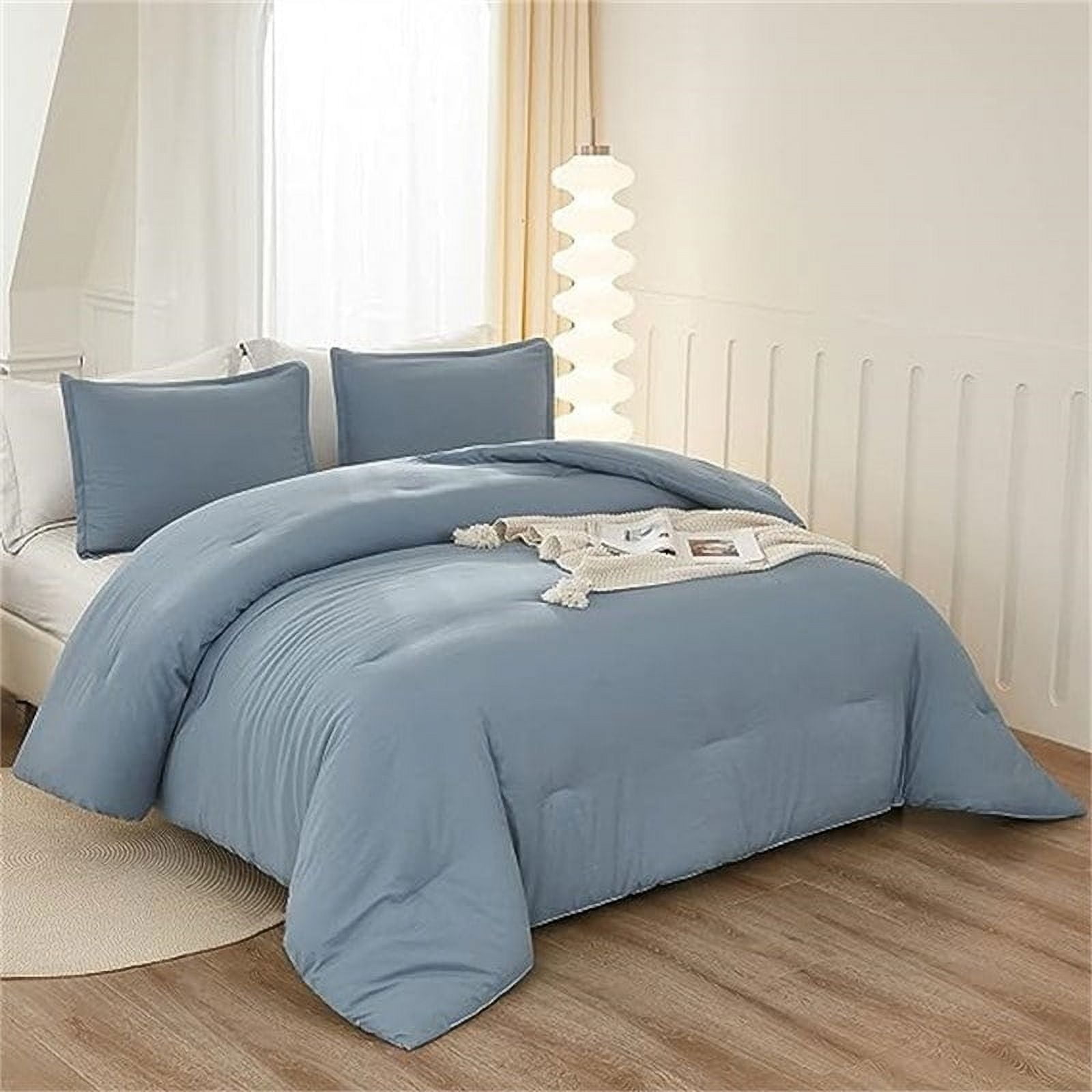 Solid Bedding Set Grayish Blue - 3 Piece - King - Walmart.com