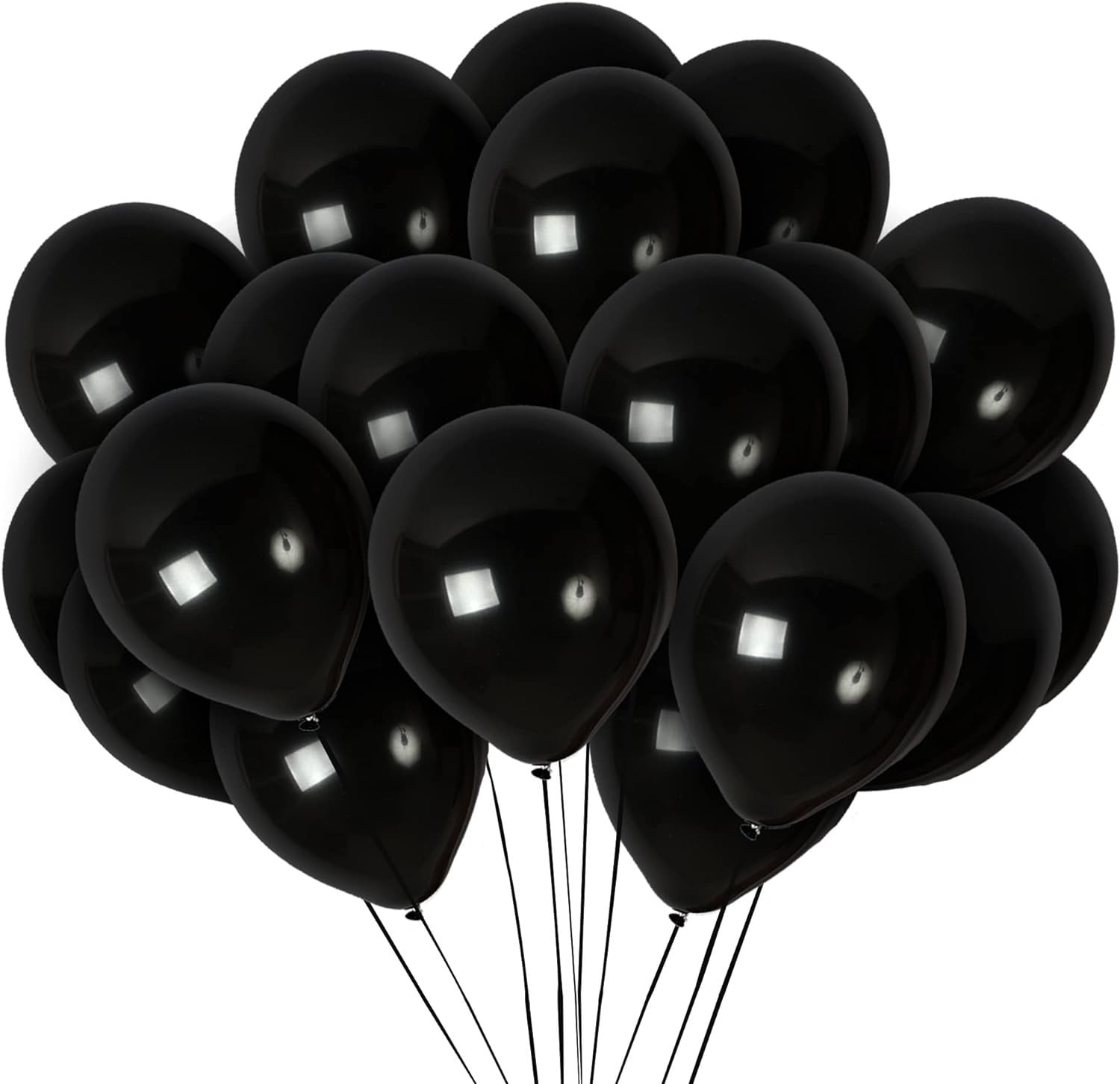 Solid Black Balloons - 12 Inch Latex Balloons - 100 Pack - Walmart.com