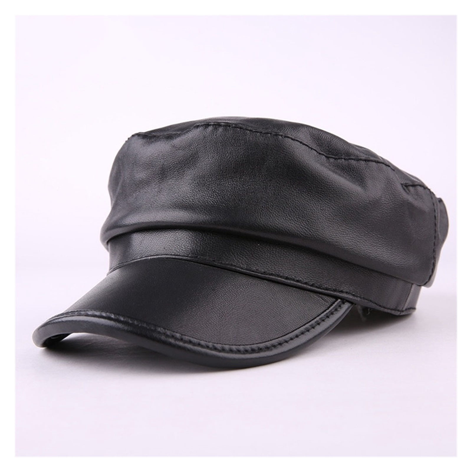 Solid Black Hats For Women Berets Genuine Leather Casual Newsboy Caps ...