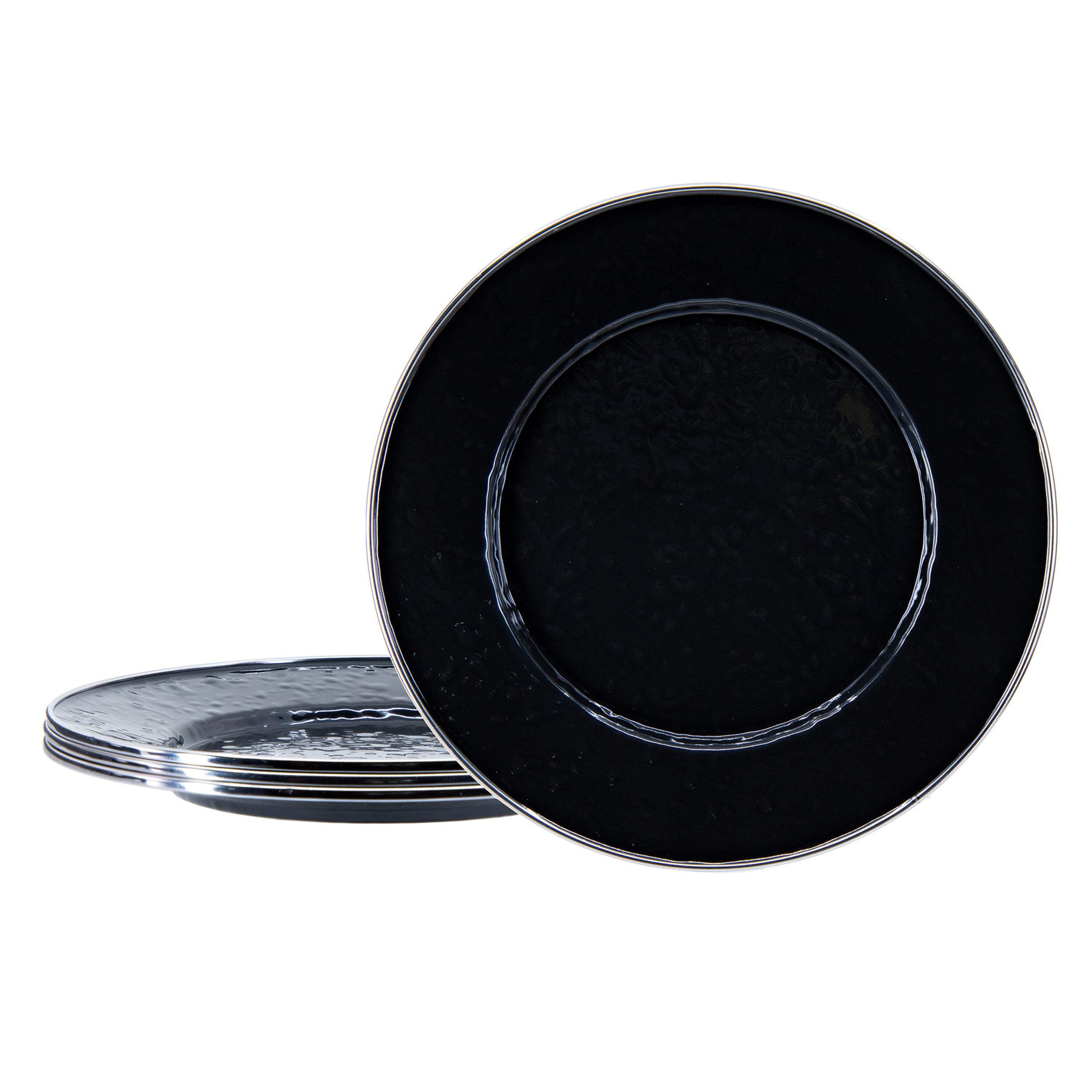Solid Black Pattern - Set of 4 - 8.5 inch Sandwich Plates - Golden ...