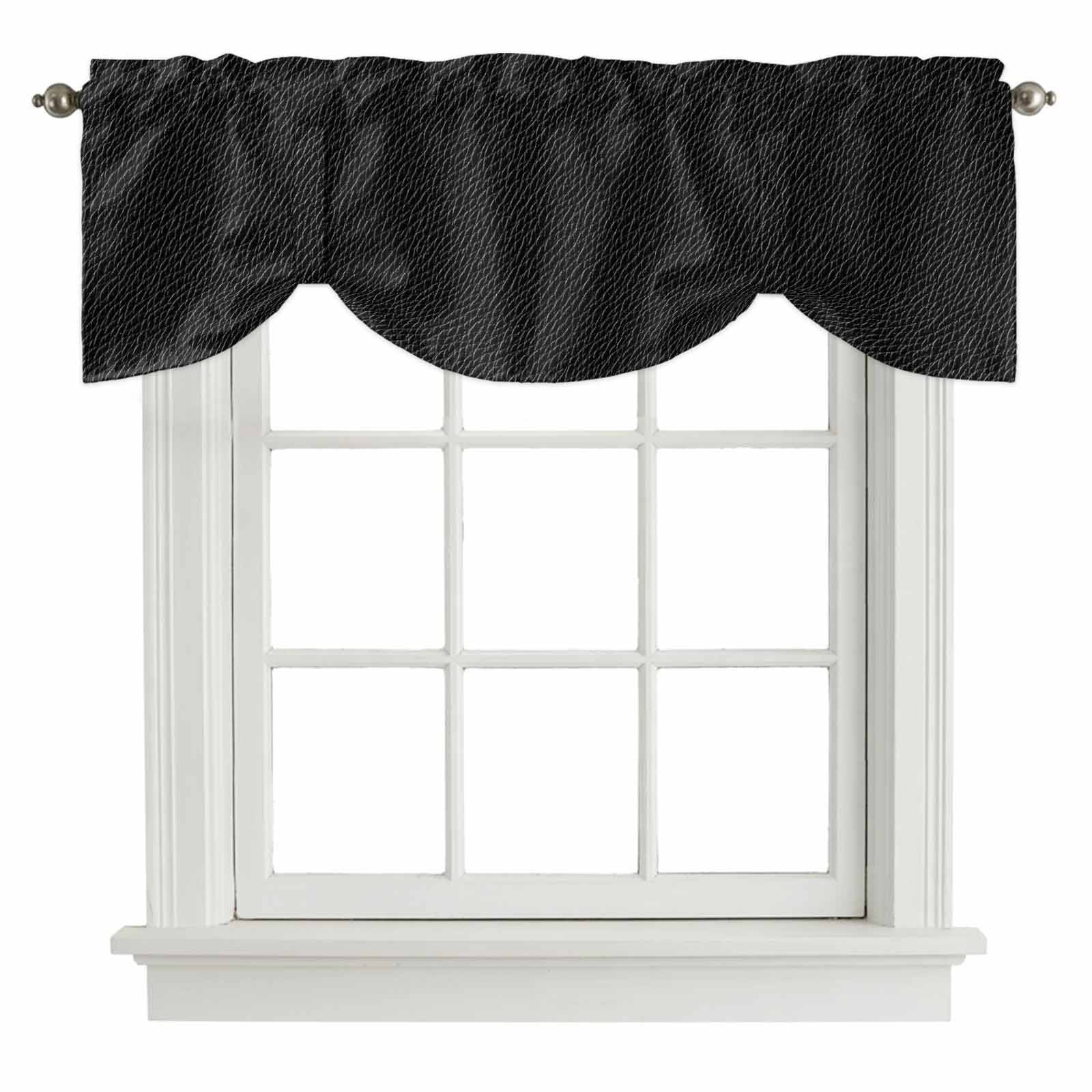 Solid Black Tie Up Valance Curtains for Windows, Kitchen Curtains ...
