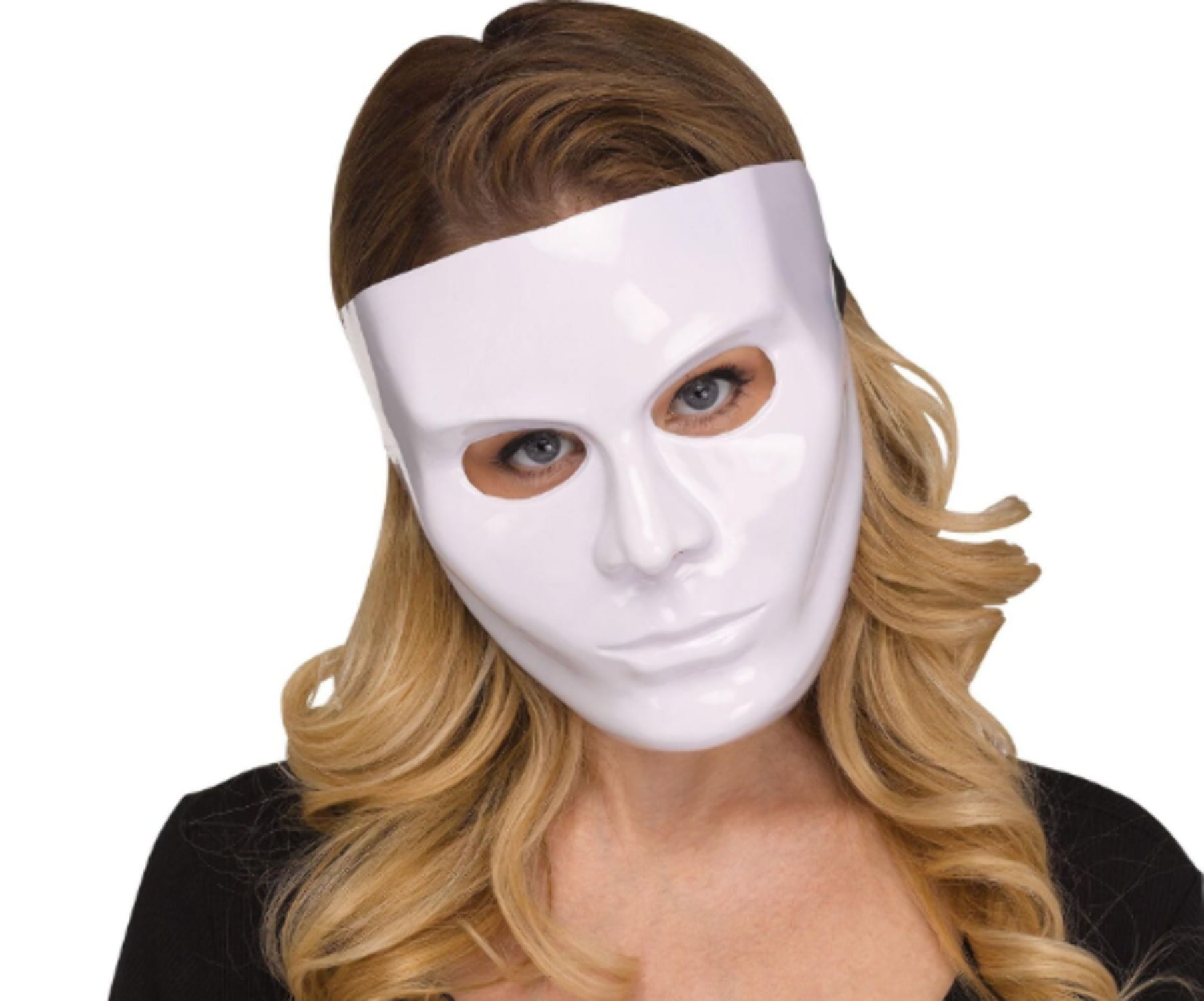 Solid Blank Female Anonymous Halloween Costume Face Mask, White, One ...