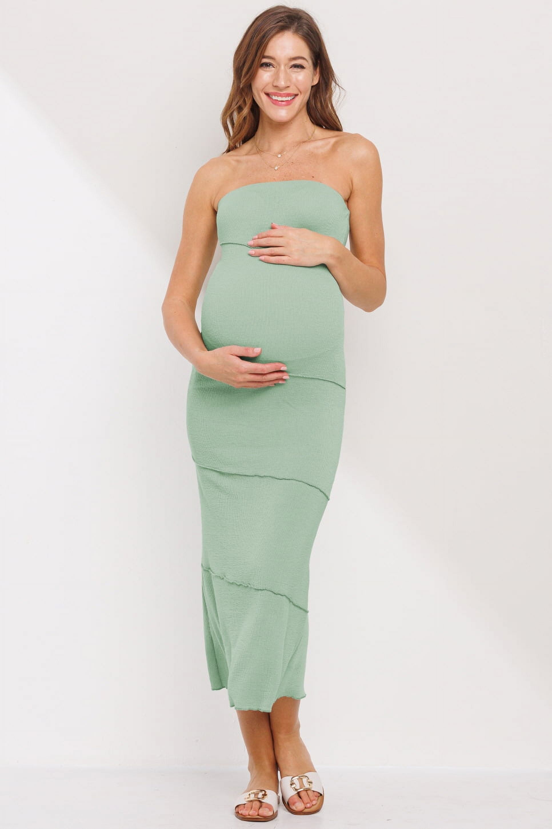 Solid Bodycon Maternity Tube Midi Dress - Walmart.com
