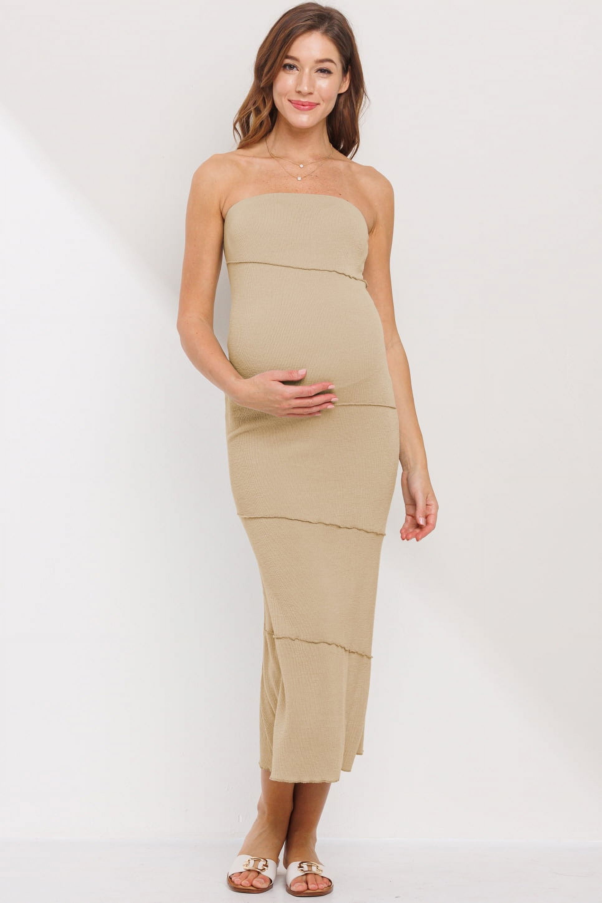 Solid Bodycon Maternity Tube Midi Dress - Walmart.com