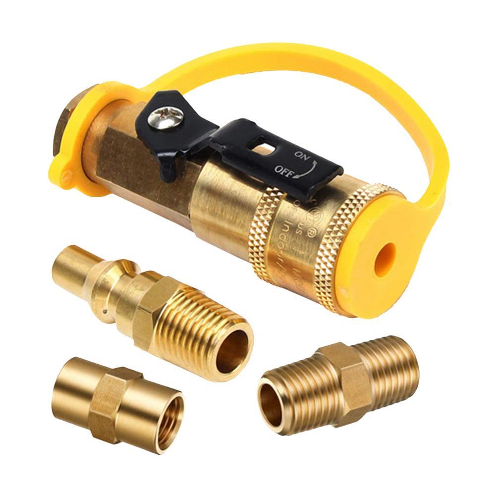 Solid Brass 1/4" Quick Connect Disconnect Kit Adapter Shutoff Valve ...