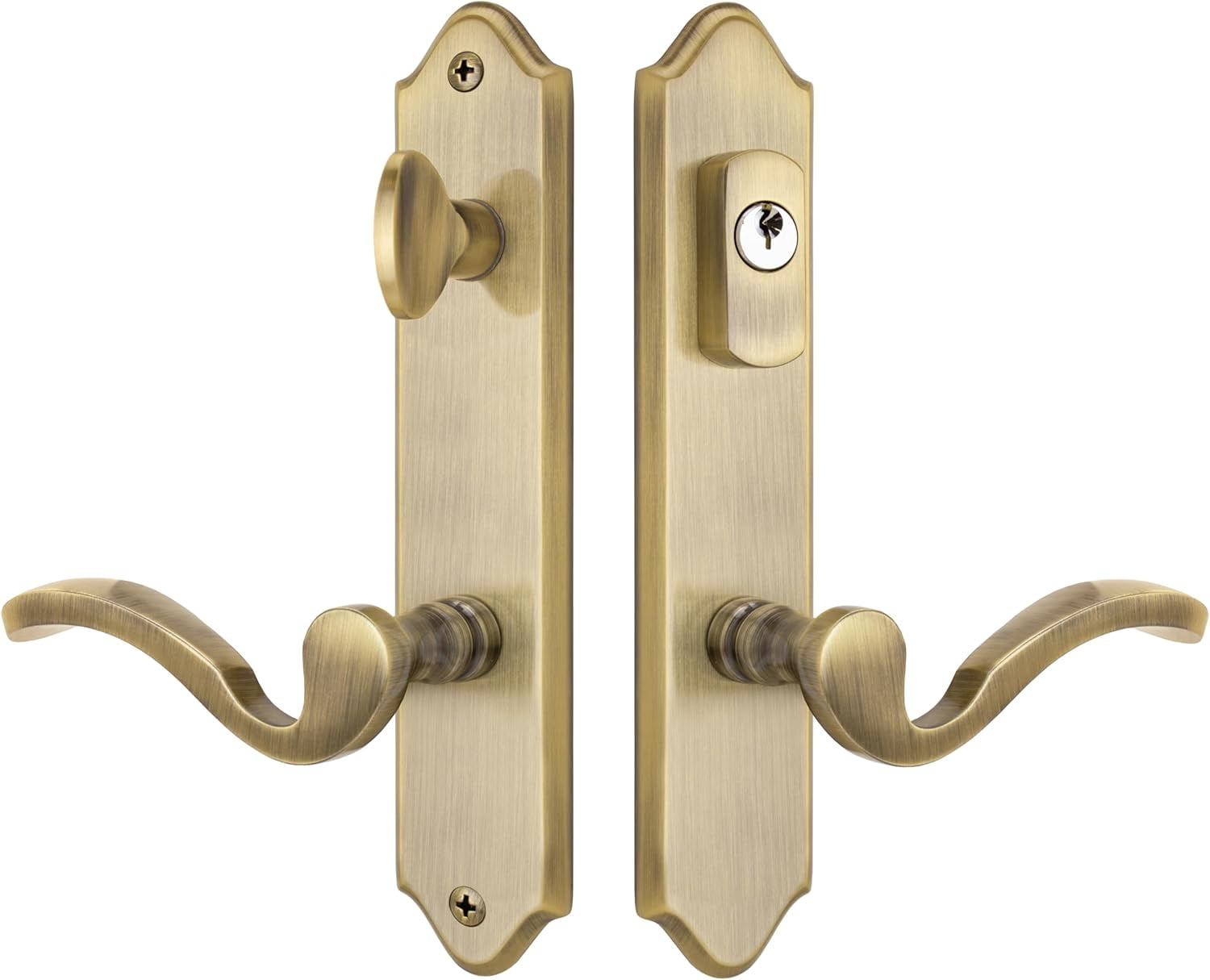 Solid Brass Active Trim Lever Set for Multipoint Lock, SC1 Keyway ...