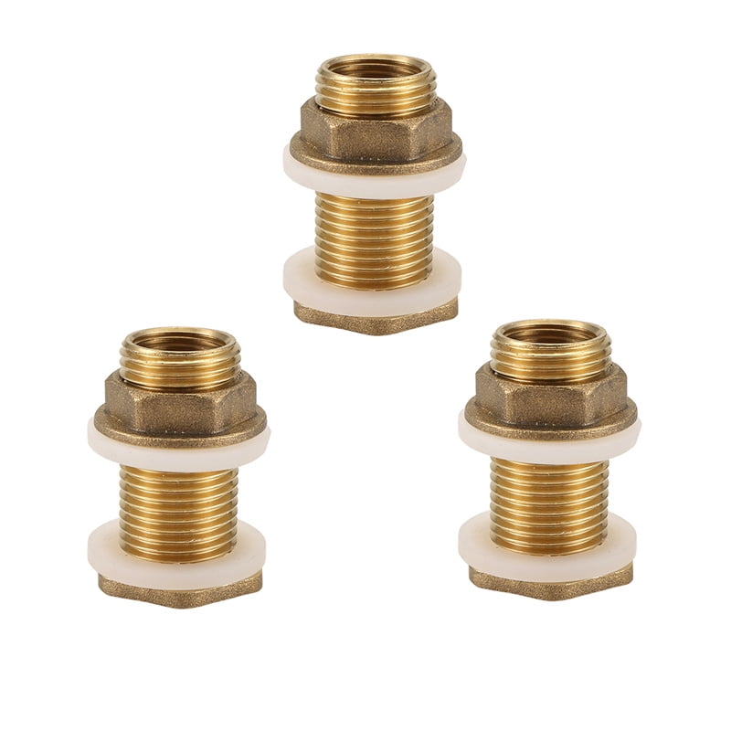Solid Brass Bulkhead Fitting, 3 Sets 3/8 Inch Female 1/2 Inch Male Solid Brass Water Tank ...