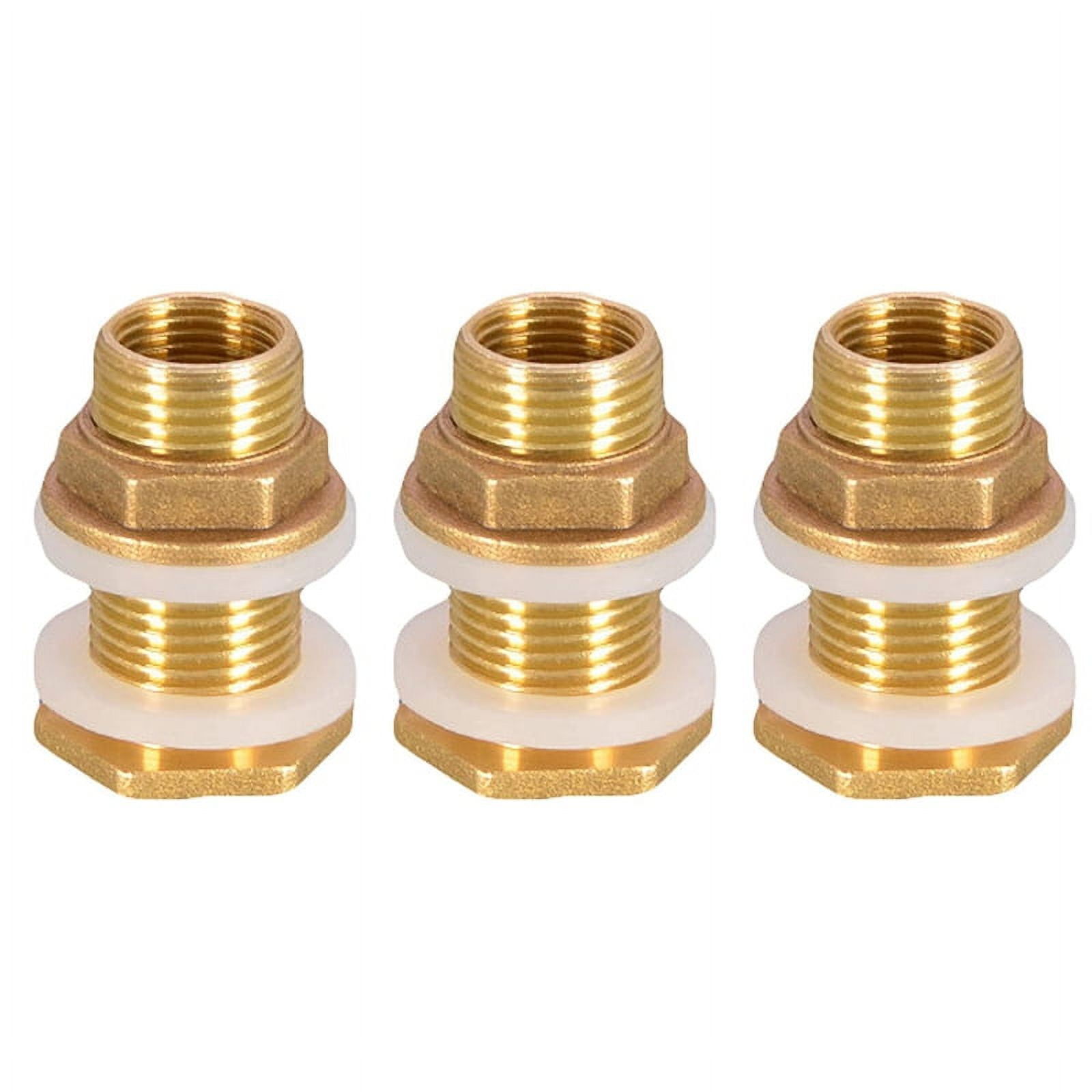 Solid Brass Bulkhead Fitting, 3 Sets 3/8 Inch Female 1/2 Male Water ...