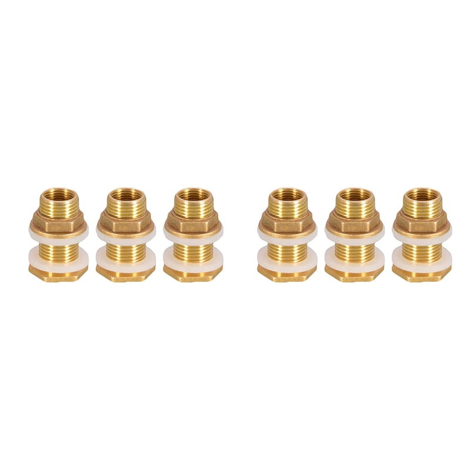 Solid Brass Bulkhead Fitting, 6 Sets 3/8 Inch Female 1/2 Inch Male ...