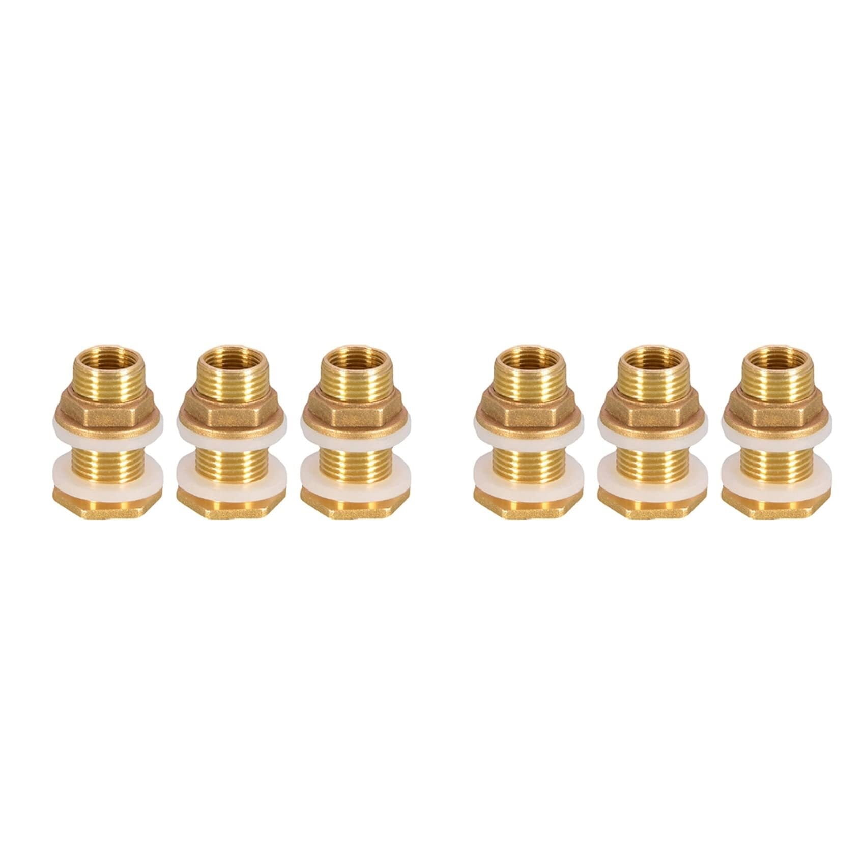 Solid Brass Bulkhead Fitting, 6 Sets 3/8 Inch Female 1/2 Inch Male ...
